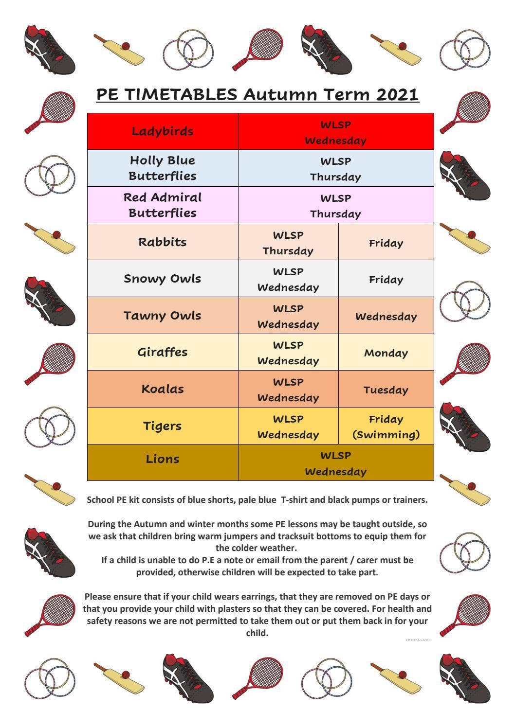 PE Timetable Autumn 2021 by Schudio - Issuu