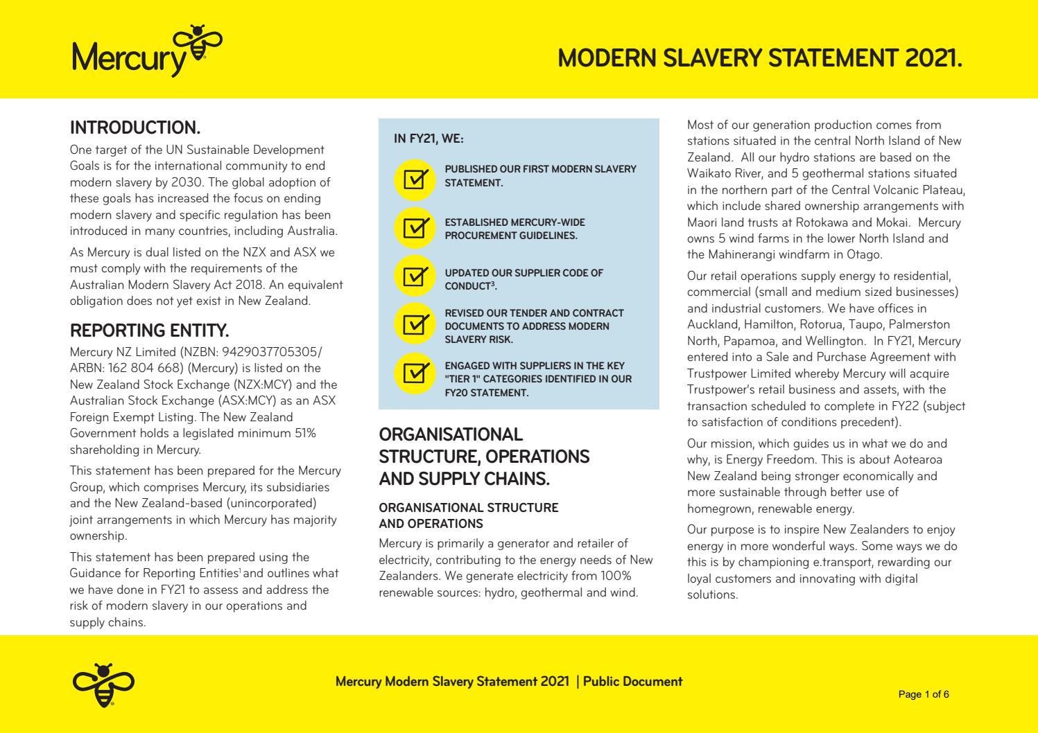 Modern Slavery Statement 2021 by Mercury - Issuu