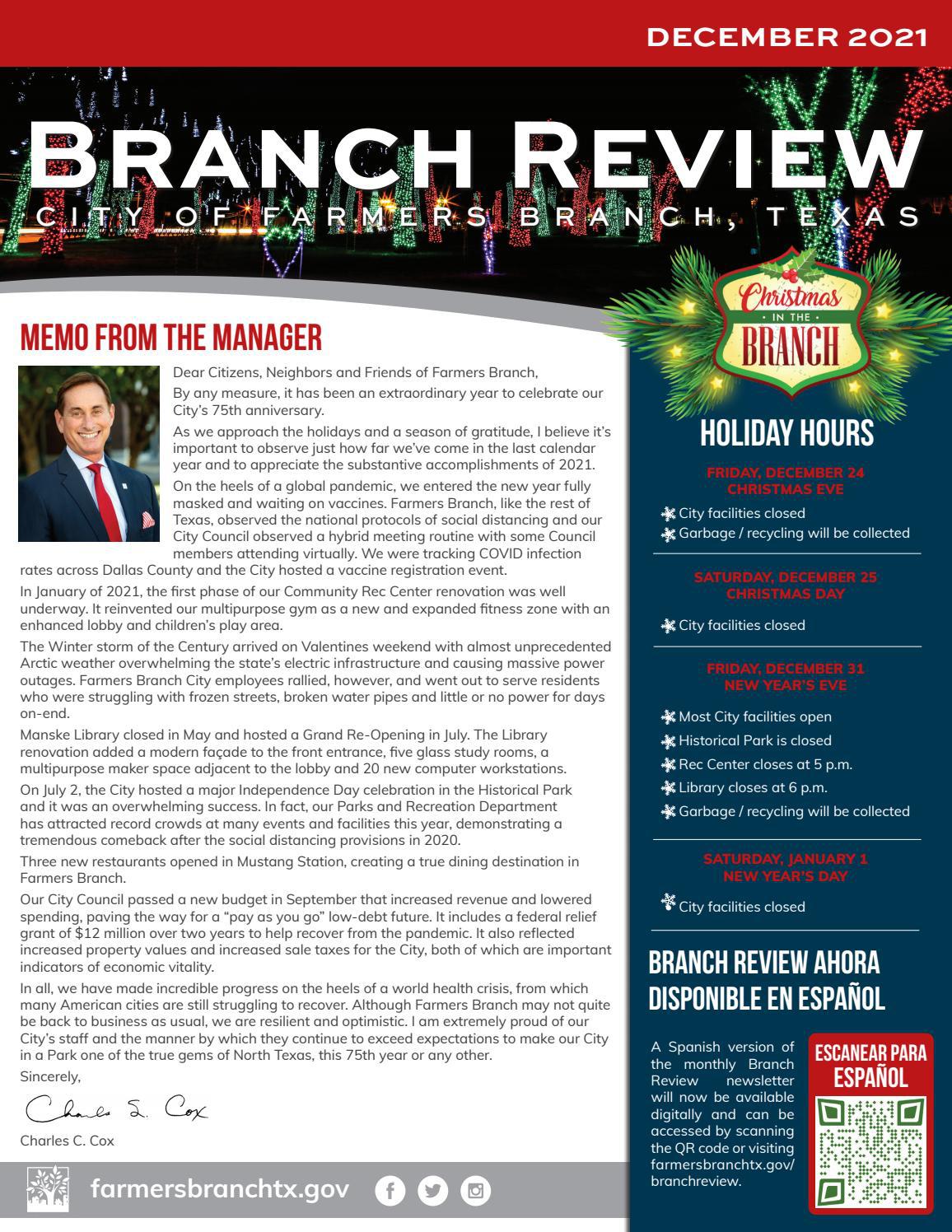 City of Farmers Branch December Branch Review by cityoffarmersbranch ...