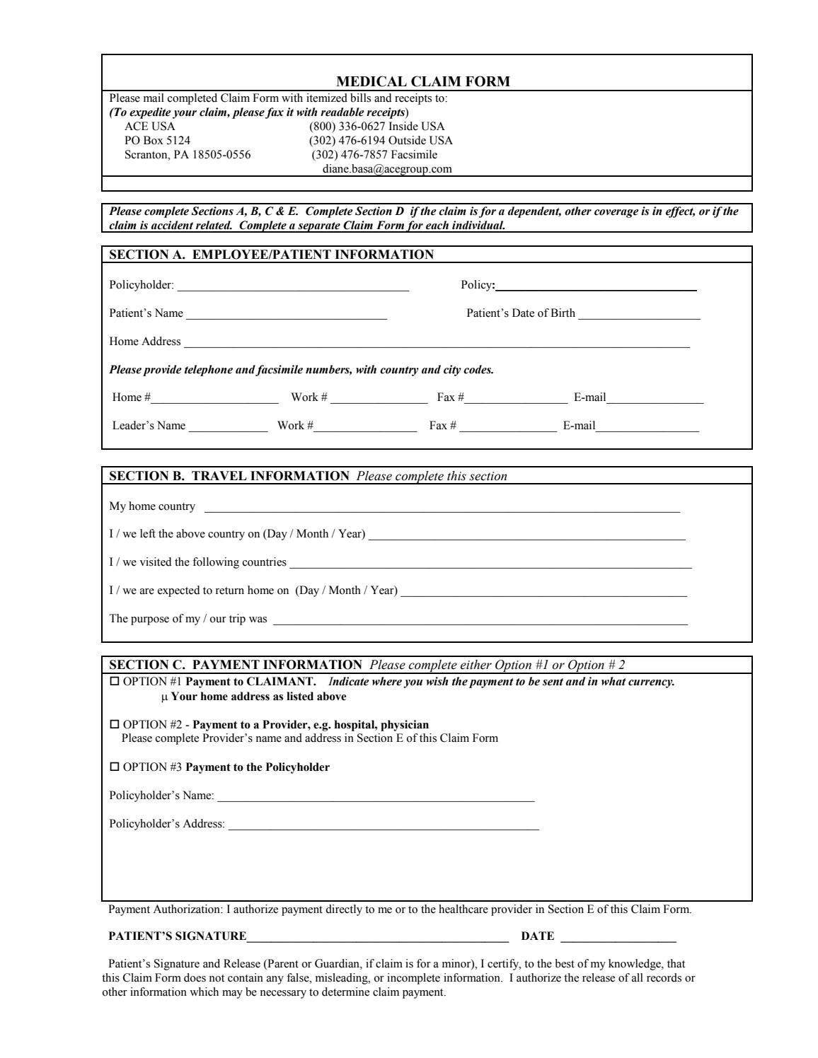 Medical Claim Form by USC Campus Health Info and Forms - Issuu