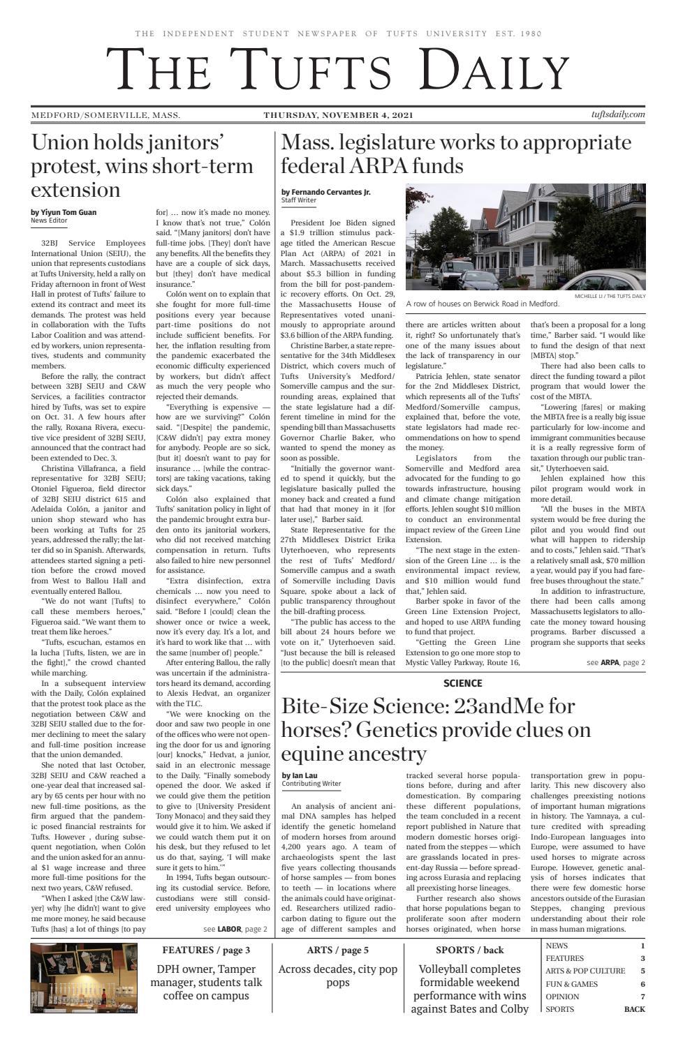 The Tufts Daily - Thursday, November 4, 2021 by The Tufts Daily - Issuu