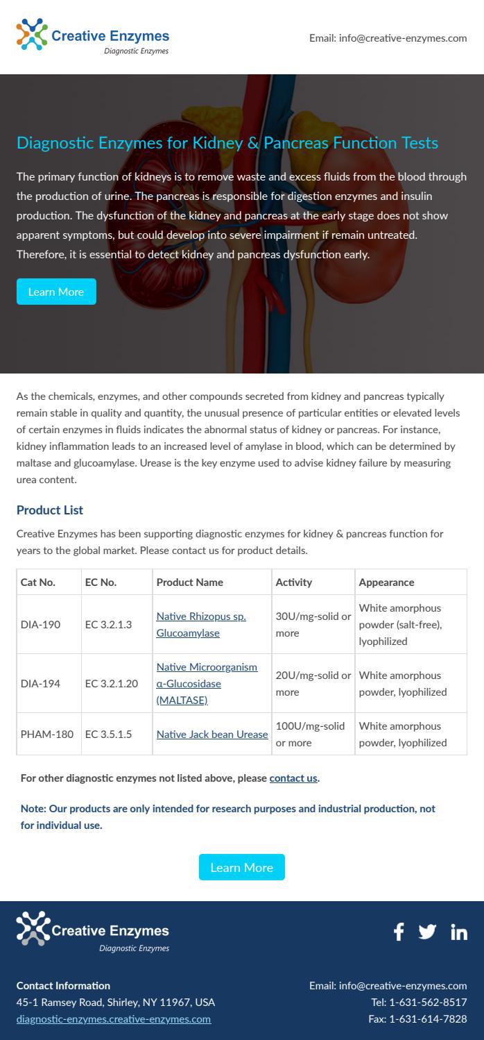 Diagnostic Enzymes for Kidney & Pancreas Function Tests by Creative ...