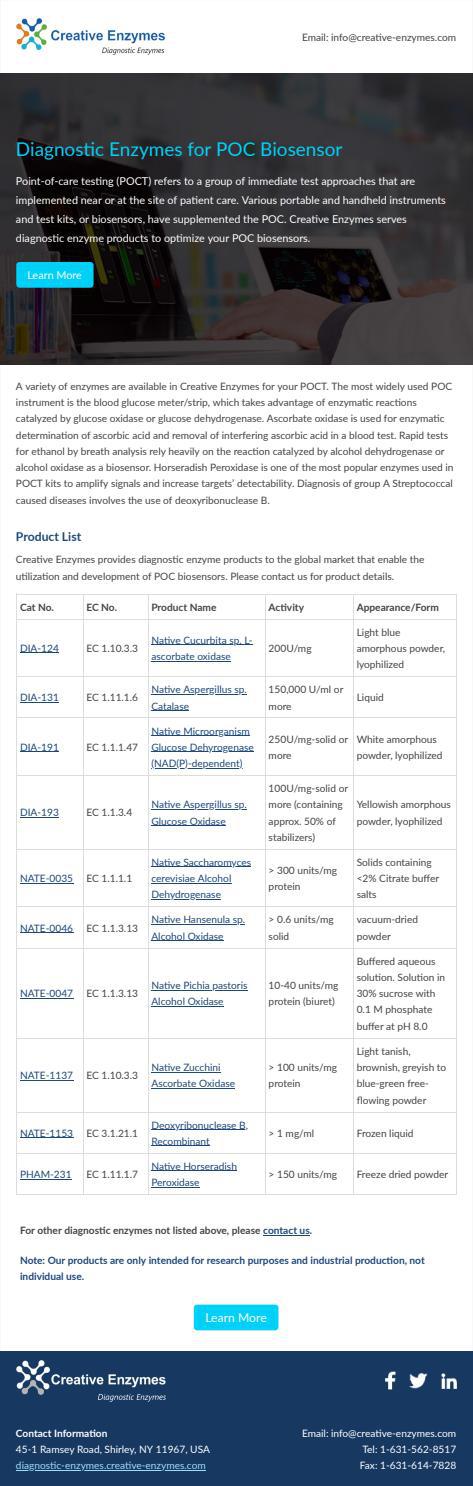Creative Enzymes's Diagnostic Enzymes for POC Biosensor by Creative ...