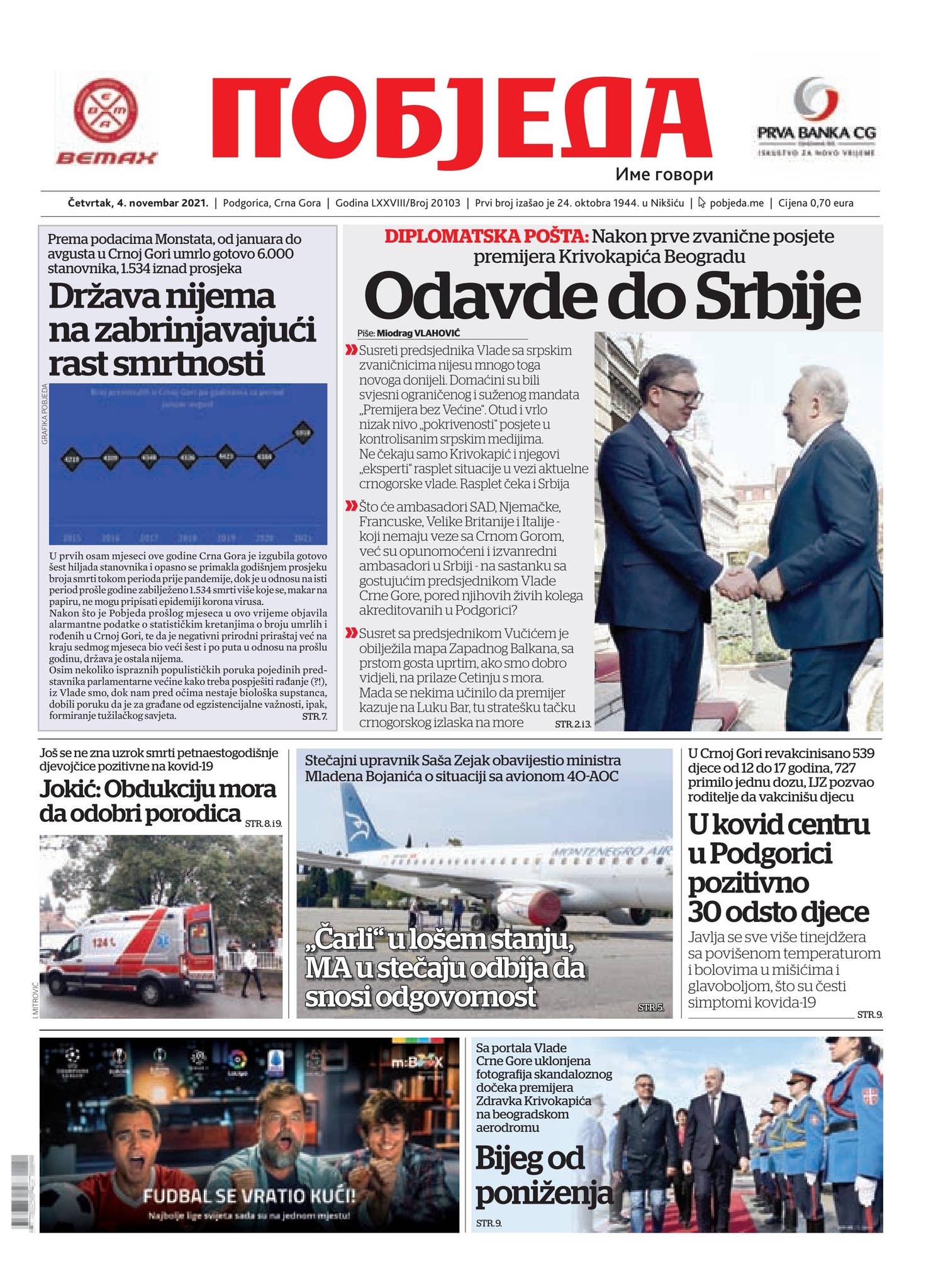 Dnevni list Pobjeda 04.11.2021. by Pobjeda - Issuu