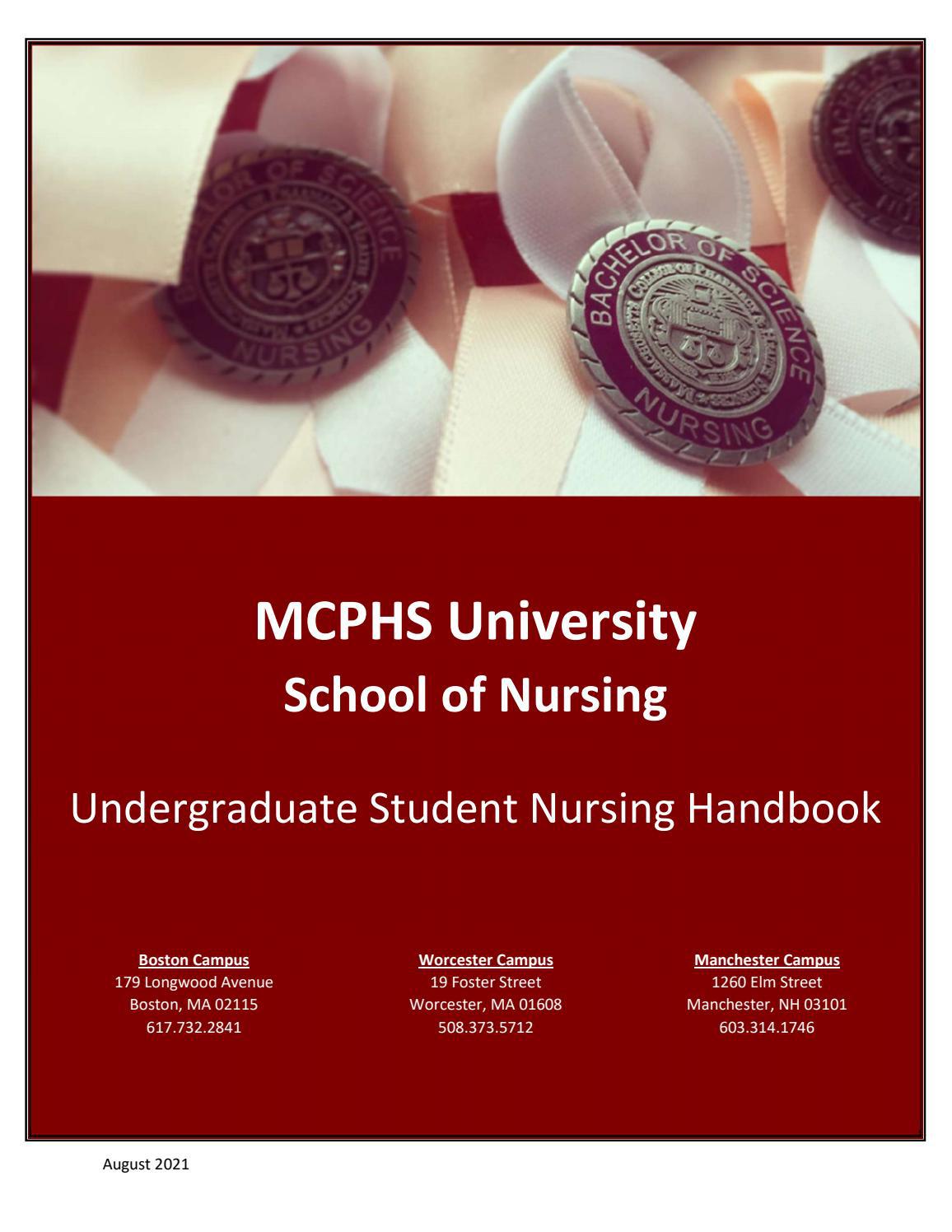 MCPHS School Of Nursing Undergraduate Student Handbook By Massachusetts 