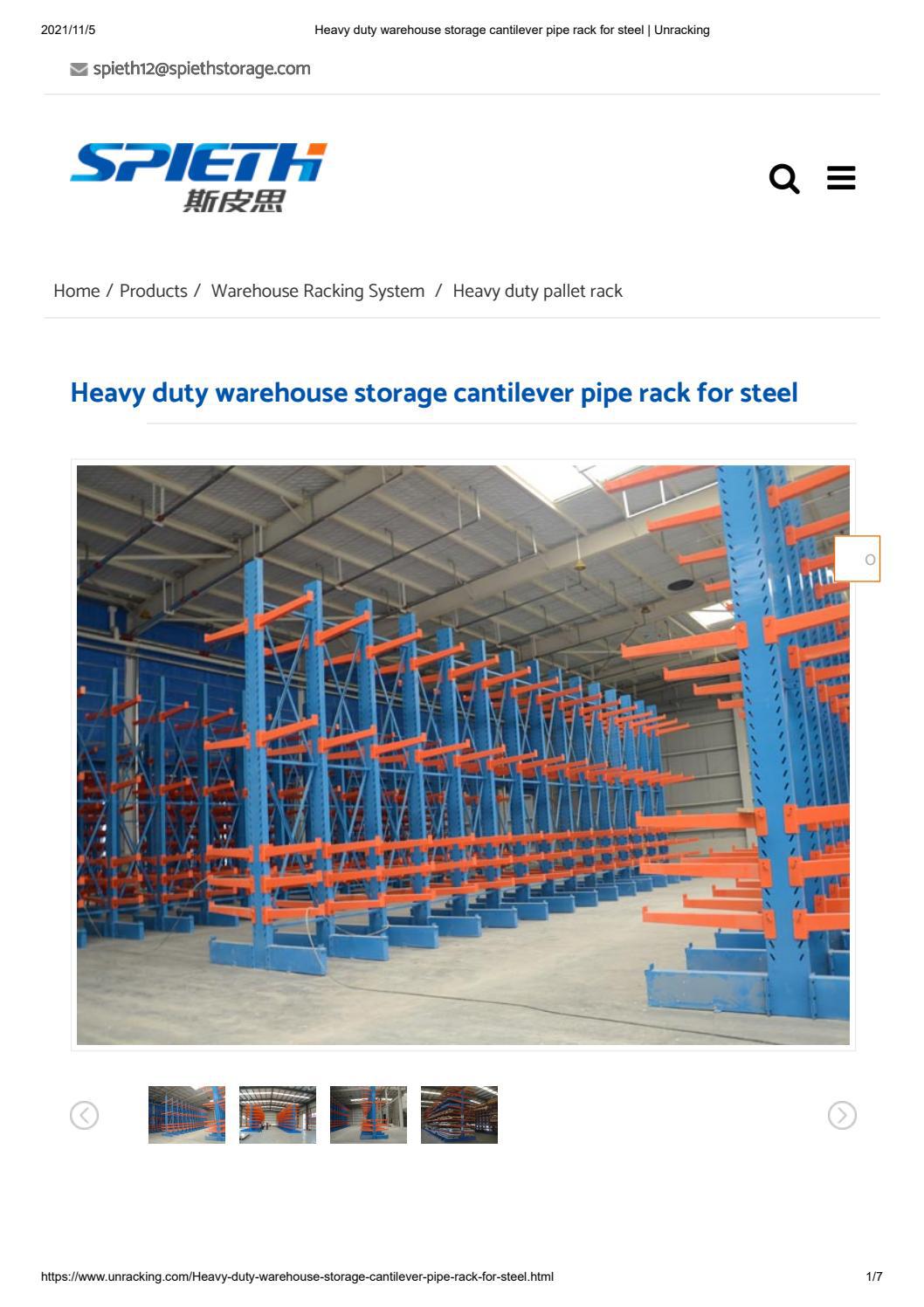 Heavy duty warehouse storage cantilever pipe rack for steel by Spieth ...