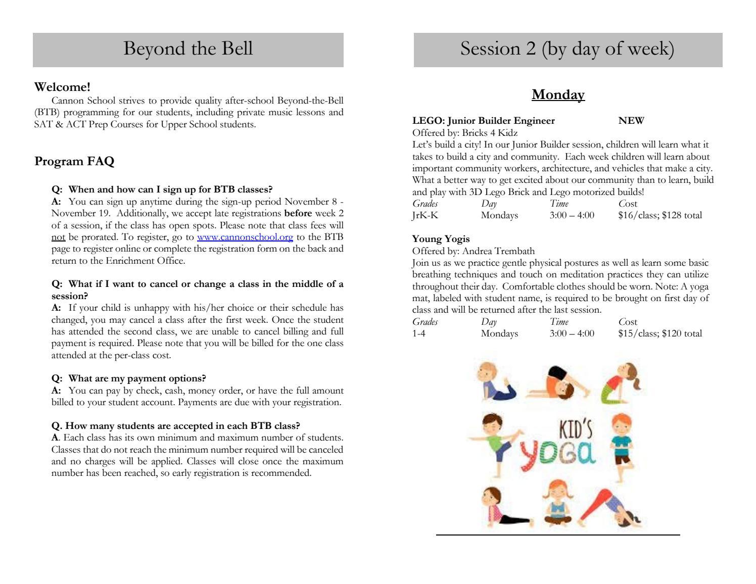 Beyond the Bell Enrichment Program - Session 2 2021-2022 by Cannon ...