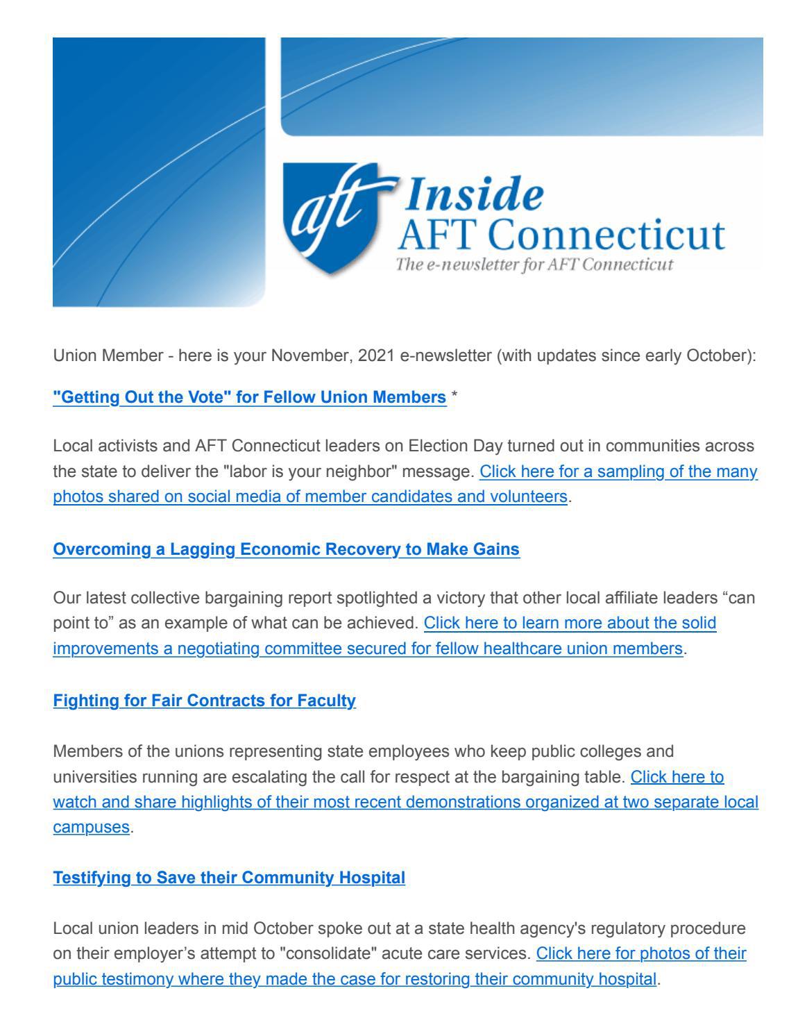 November 2021 "Inside AFT CT" by AFT Connecticut - Issuu