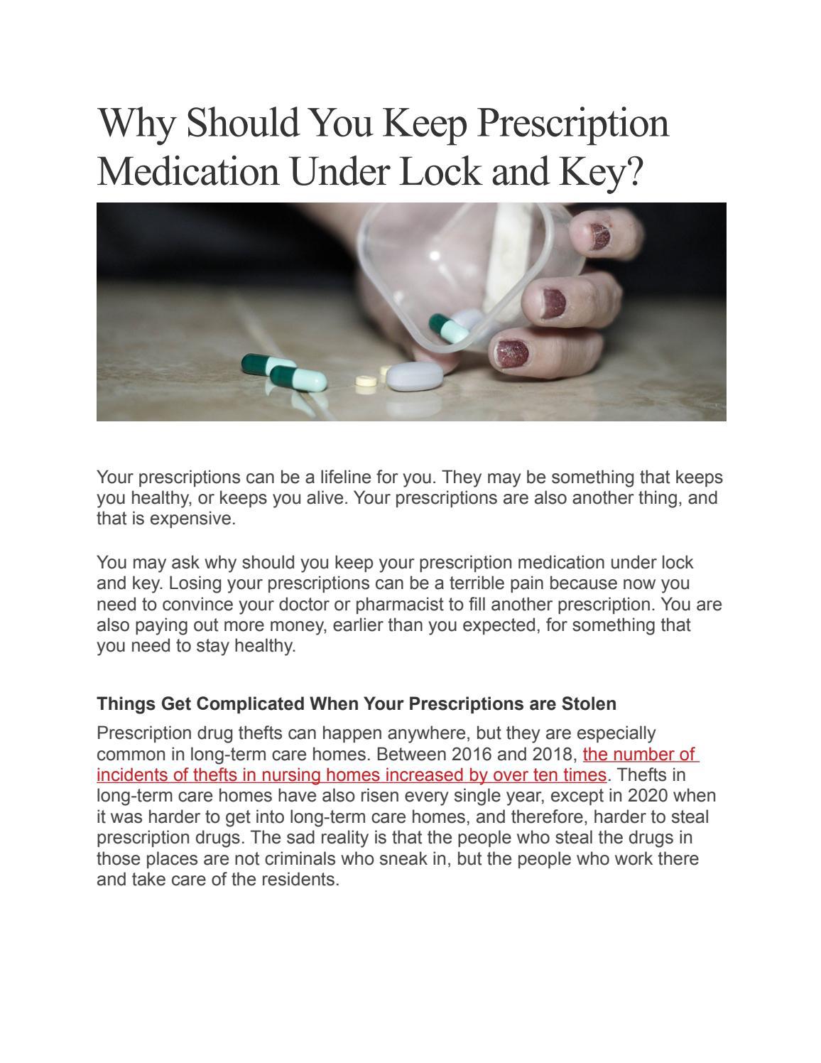 Why Should You Keep Prescription Medication Under Lock and Key? by ...