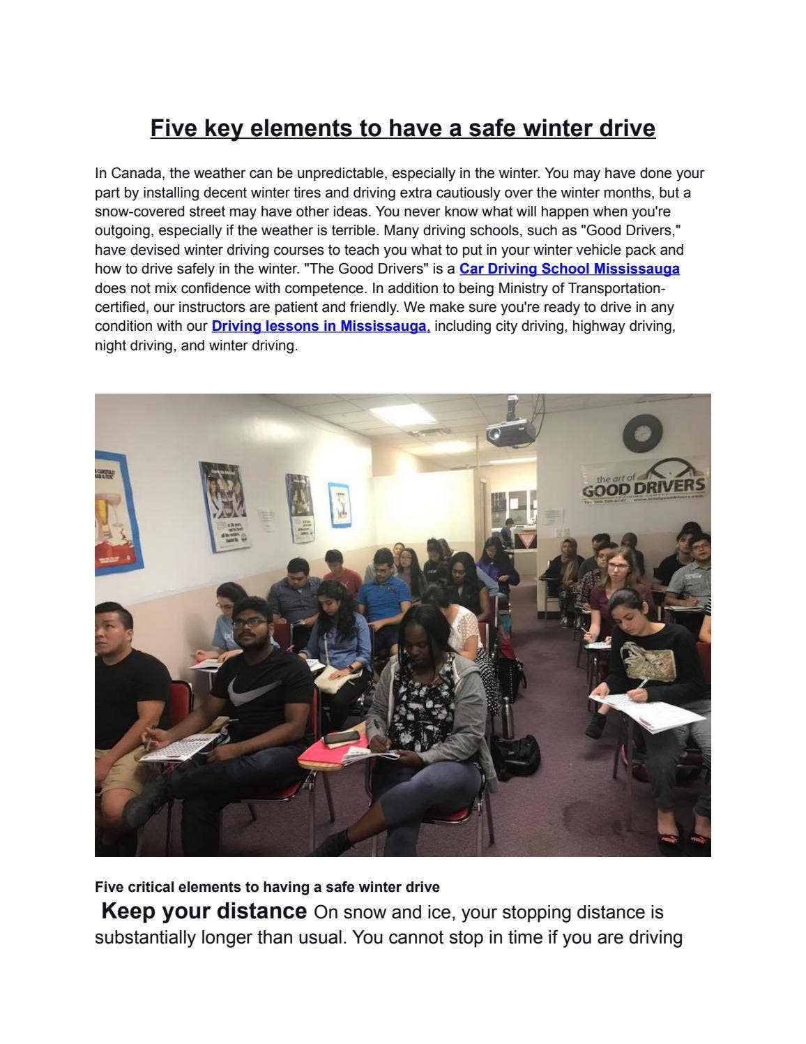 Five key elements to have a safe winter drive by Good Drivers ...