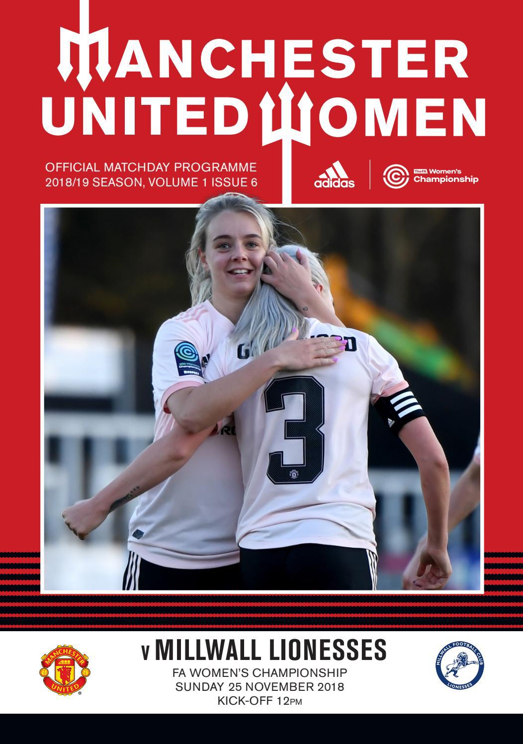 Manchester United Women v Millwall Lionesses match programme, FA Women ...