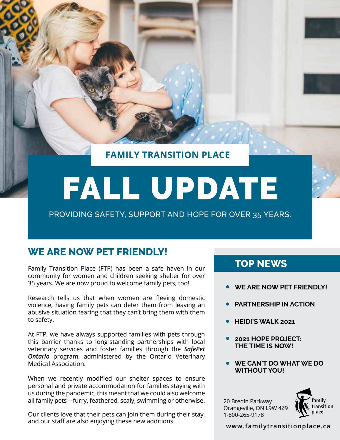 Family Transition Place 2021 Fall Update by Family Transition Place - Issuu