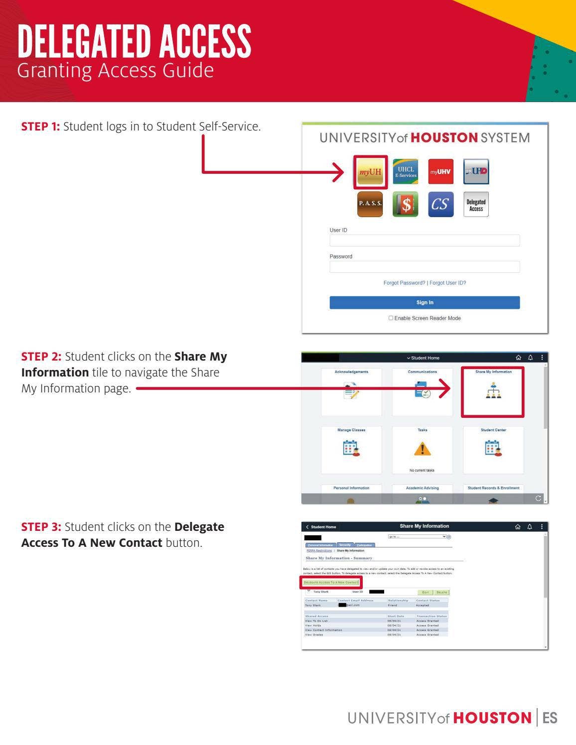 Granting Delegated Access Guide by University of Houston Office of ...