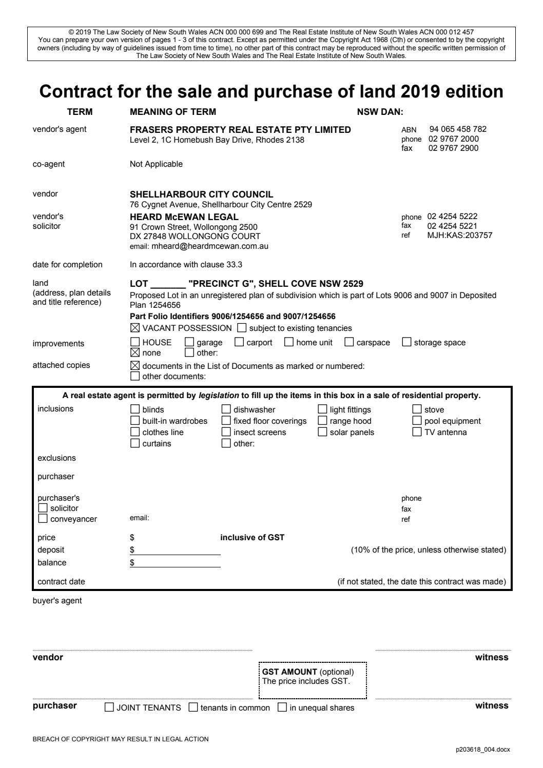 The Waterfront, Shell Cove - Precinct G Land - Contract by Frasers ...