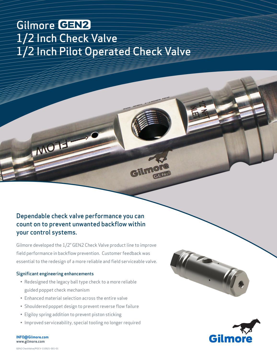 Gilmore GEN2 Check Valve Product Sheet by Gilmore - Issuu