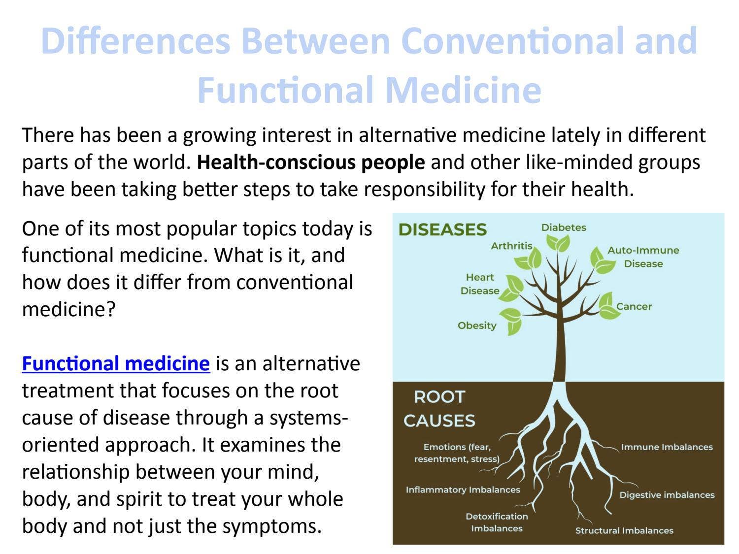 Differences Between Conventional Medicine and Functional Medicine by ...