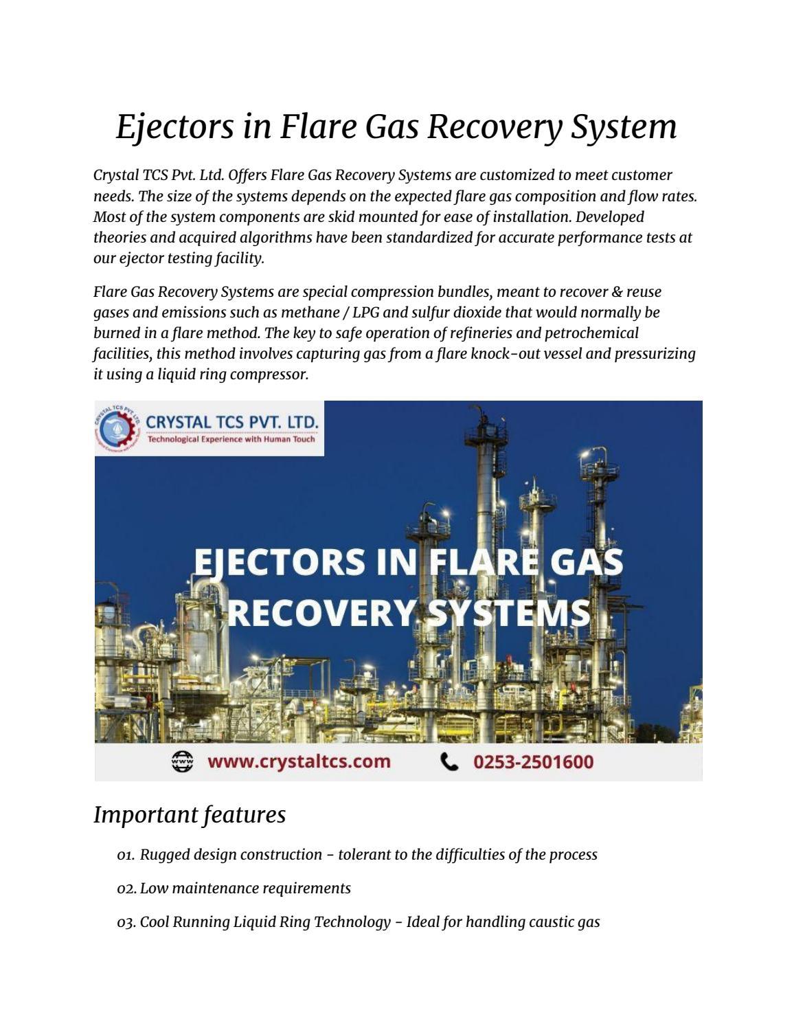 Ejectors in flare gas recovery system by crystaltcs - Issuu