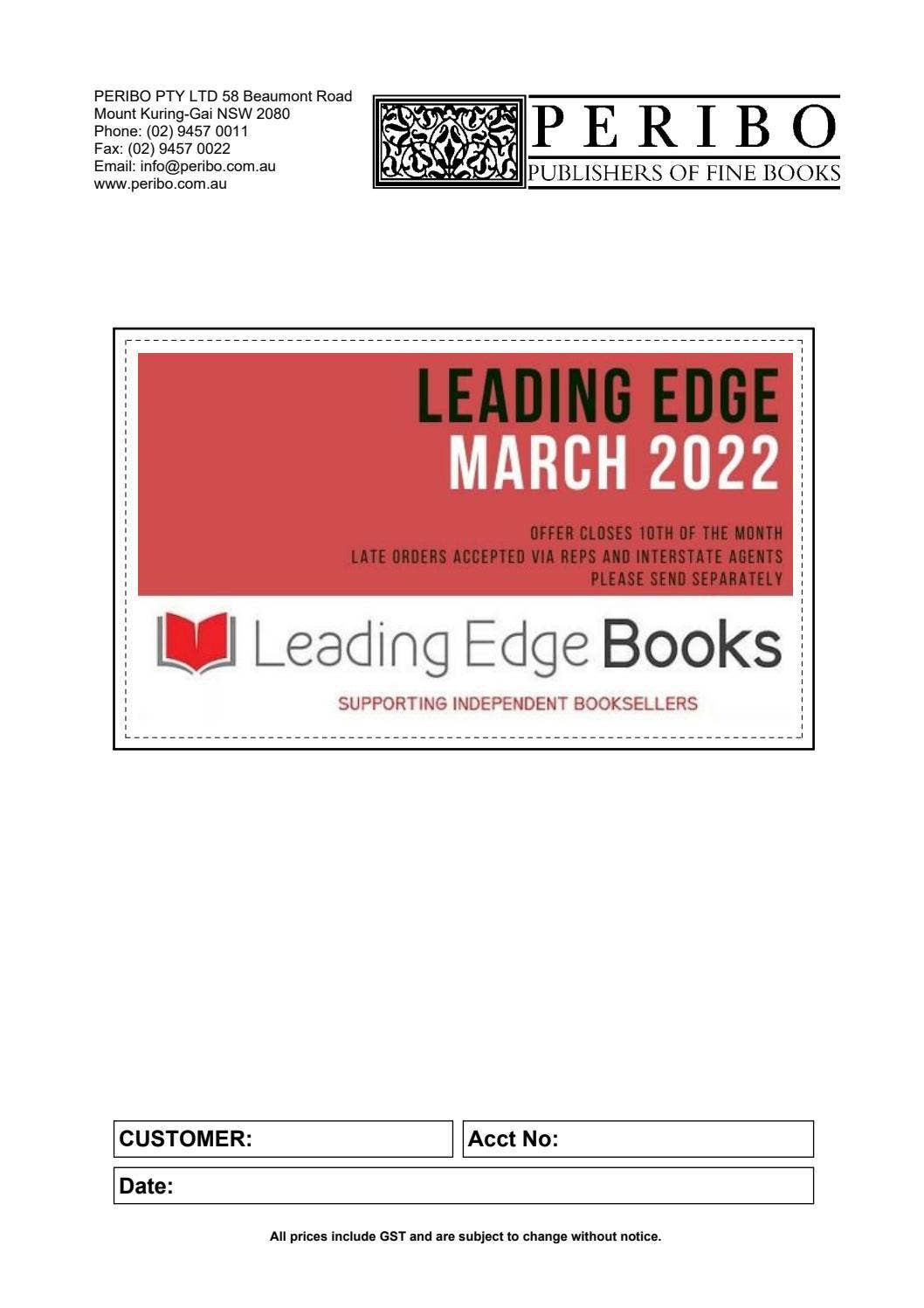 Peribo - Leading Edge Selections - March 2022 by Peribo Books - Issuu
