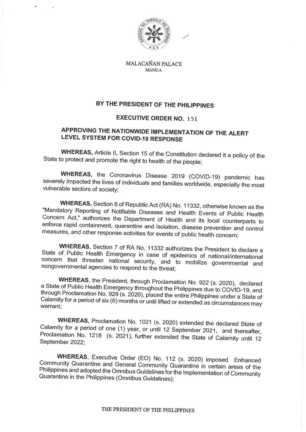 EXECUTIVE ORDER NO. 151 by myinquirer dotnet - Issuu