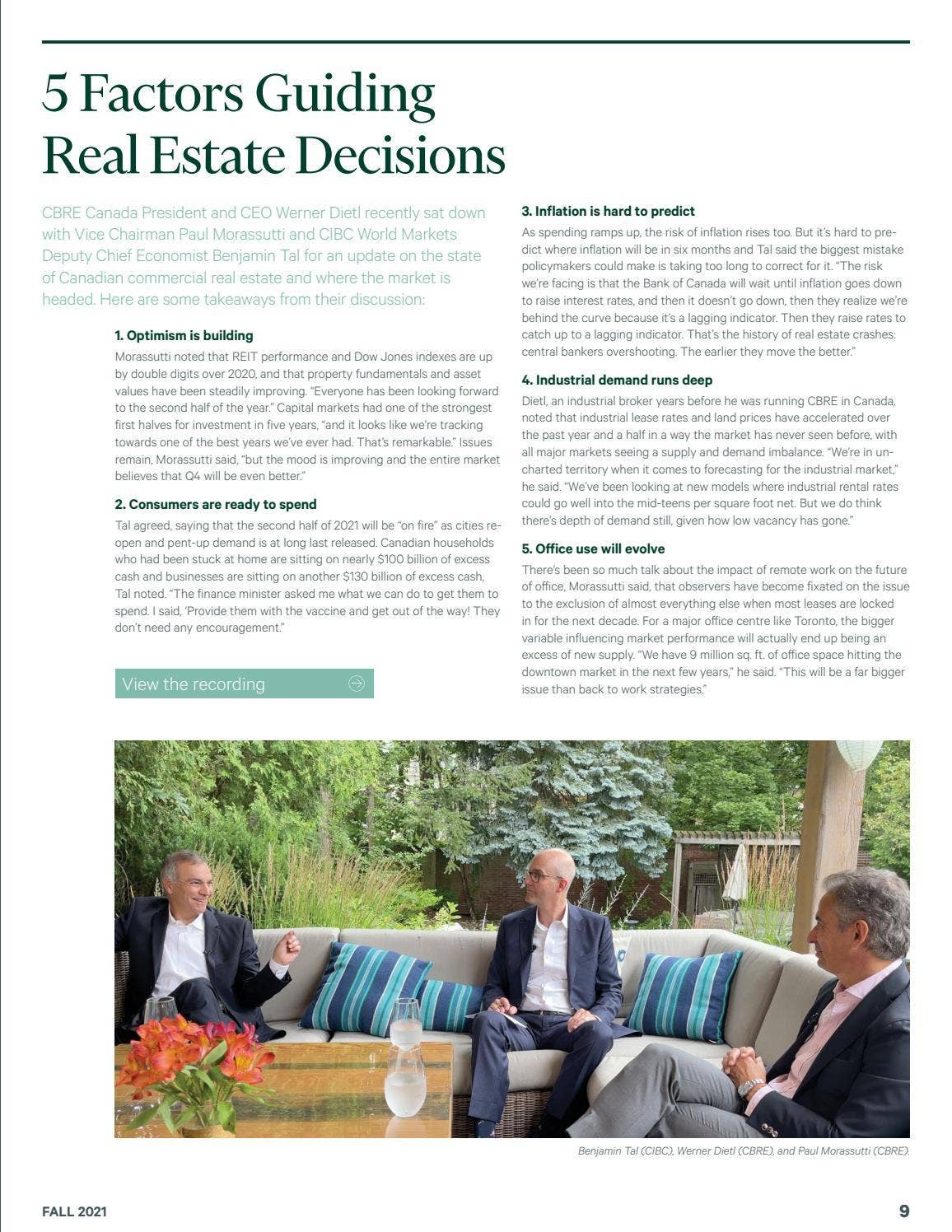 CBRE Canada Advantage Magazine - Fall 2021 by cbrecanada - Issuu