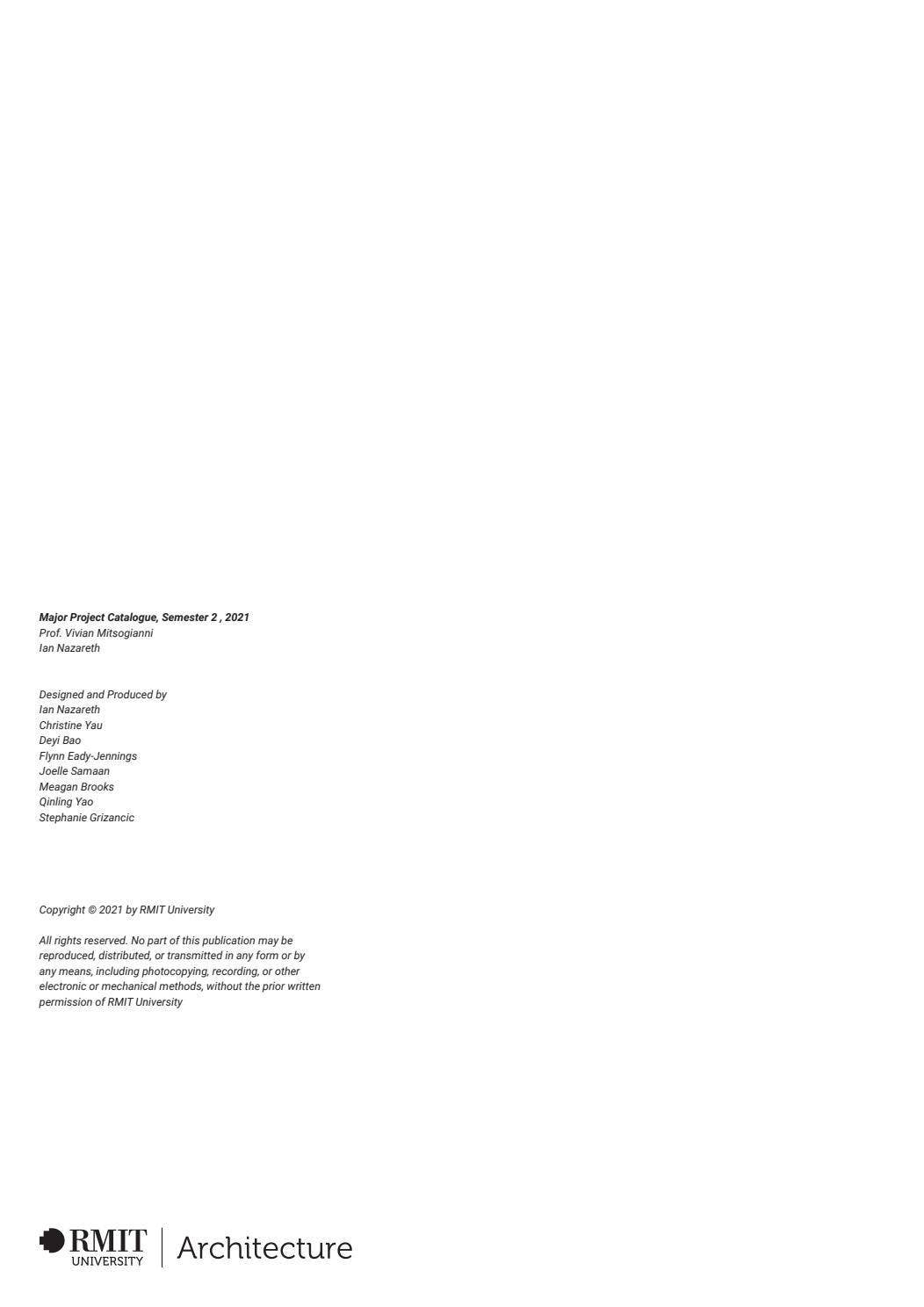 RMIT Architecture & Urban Design - Major Project Catalogue Semester 2 ...