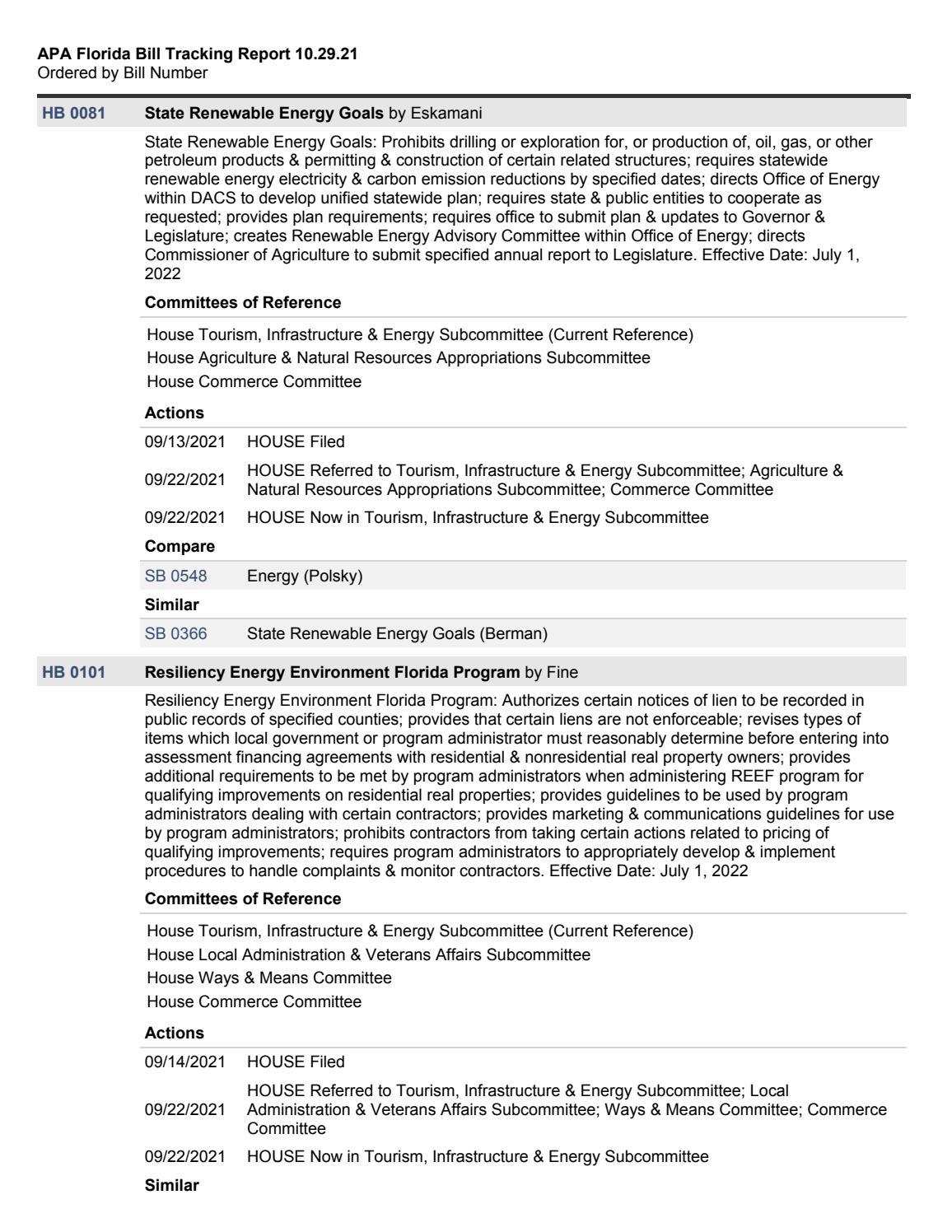 Oct. 29, 2021 | Bill Tracking Report by APA Florida - Issuu