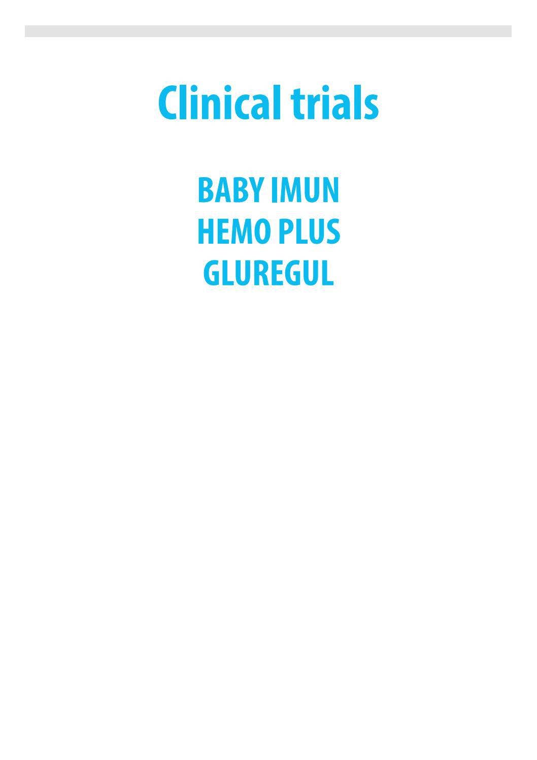 Clinical trials - Baby Imun, Gluregul, Hemo Plus by TEREZIA COMPANY - Issuu
