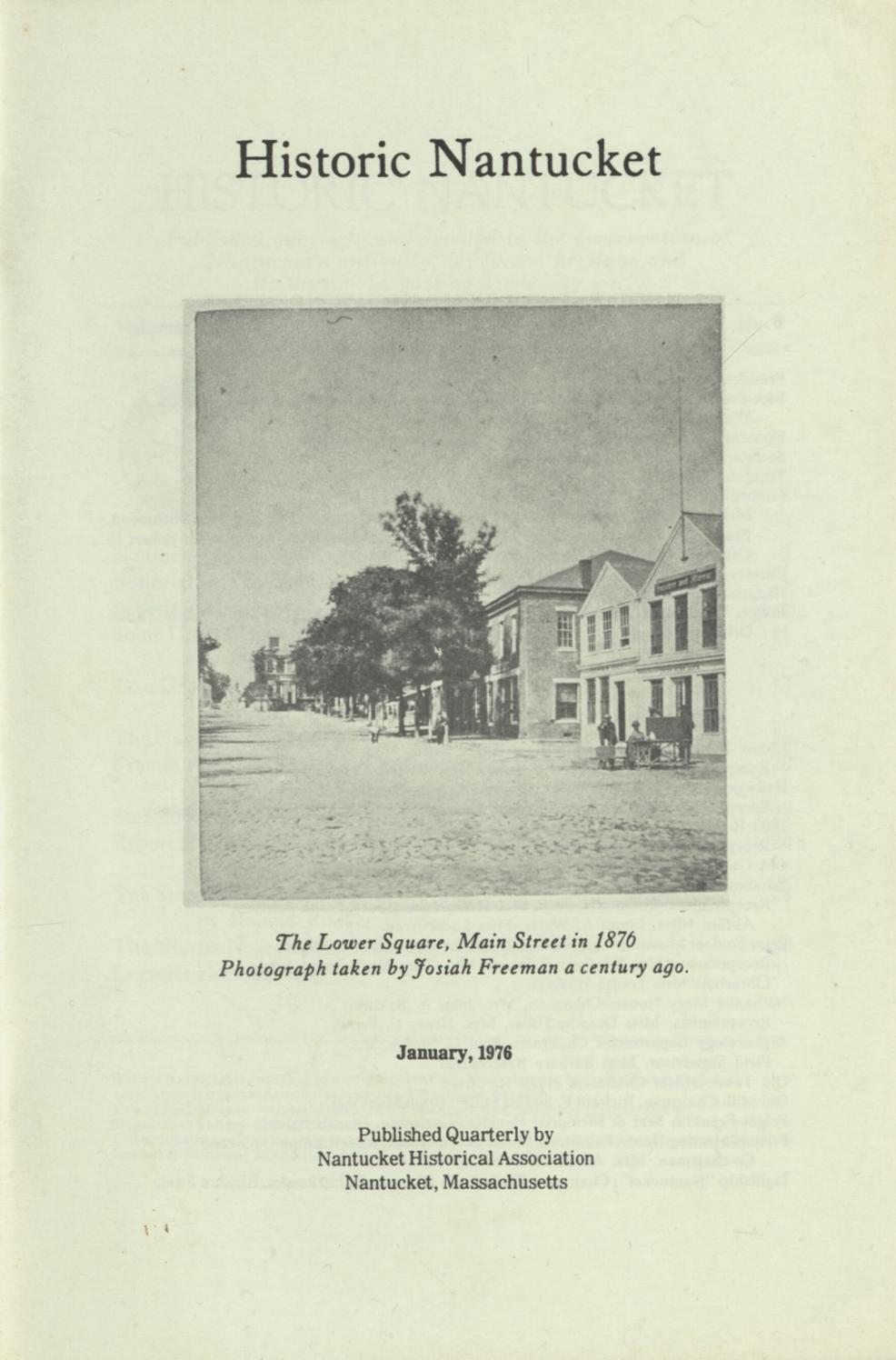 Historic Nantucket, January 1976, Vol. 23 No. 3 by Nantucket Historical ...