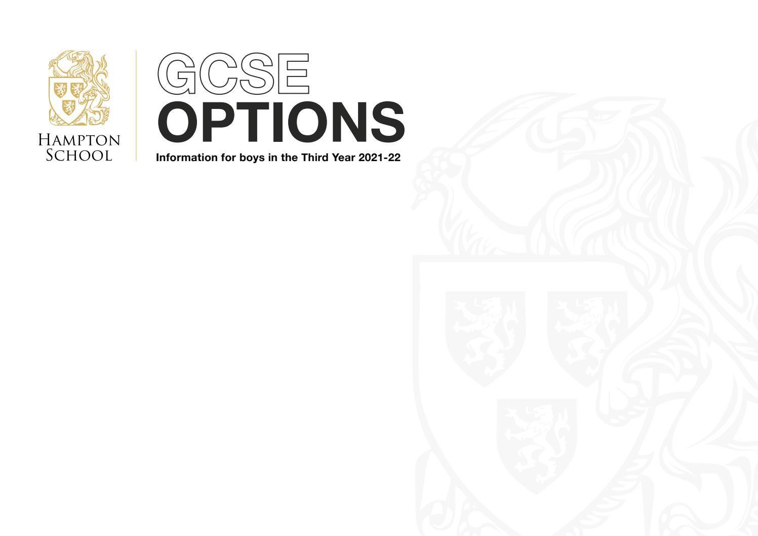 Hampton School GCSE Options by HamptonSchool - Issuu