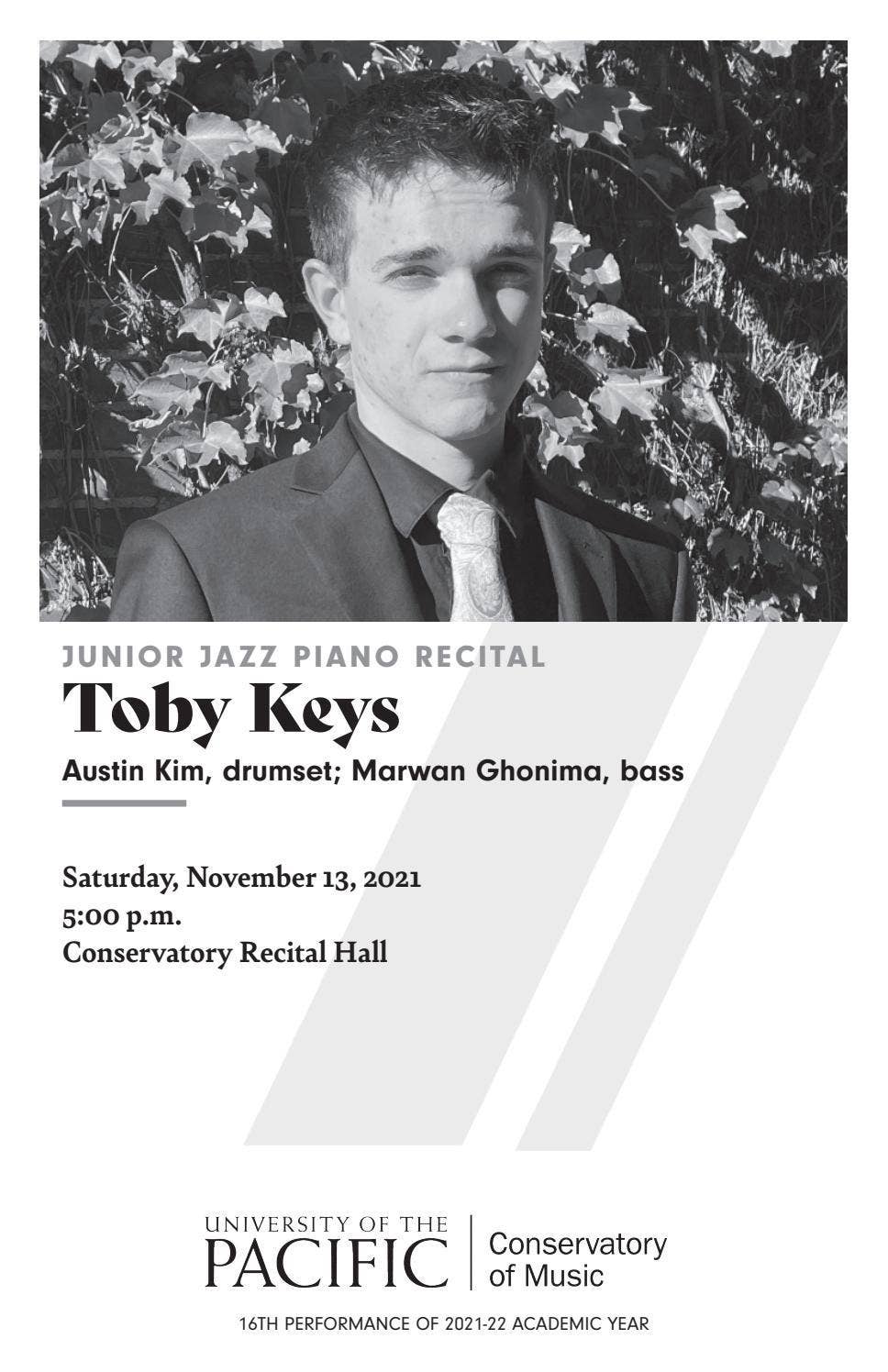 Junior Jazz Recital, Toby Keys 11/13/21 by University of the Pacific ...