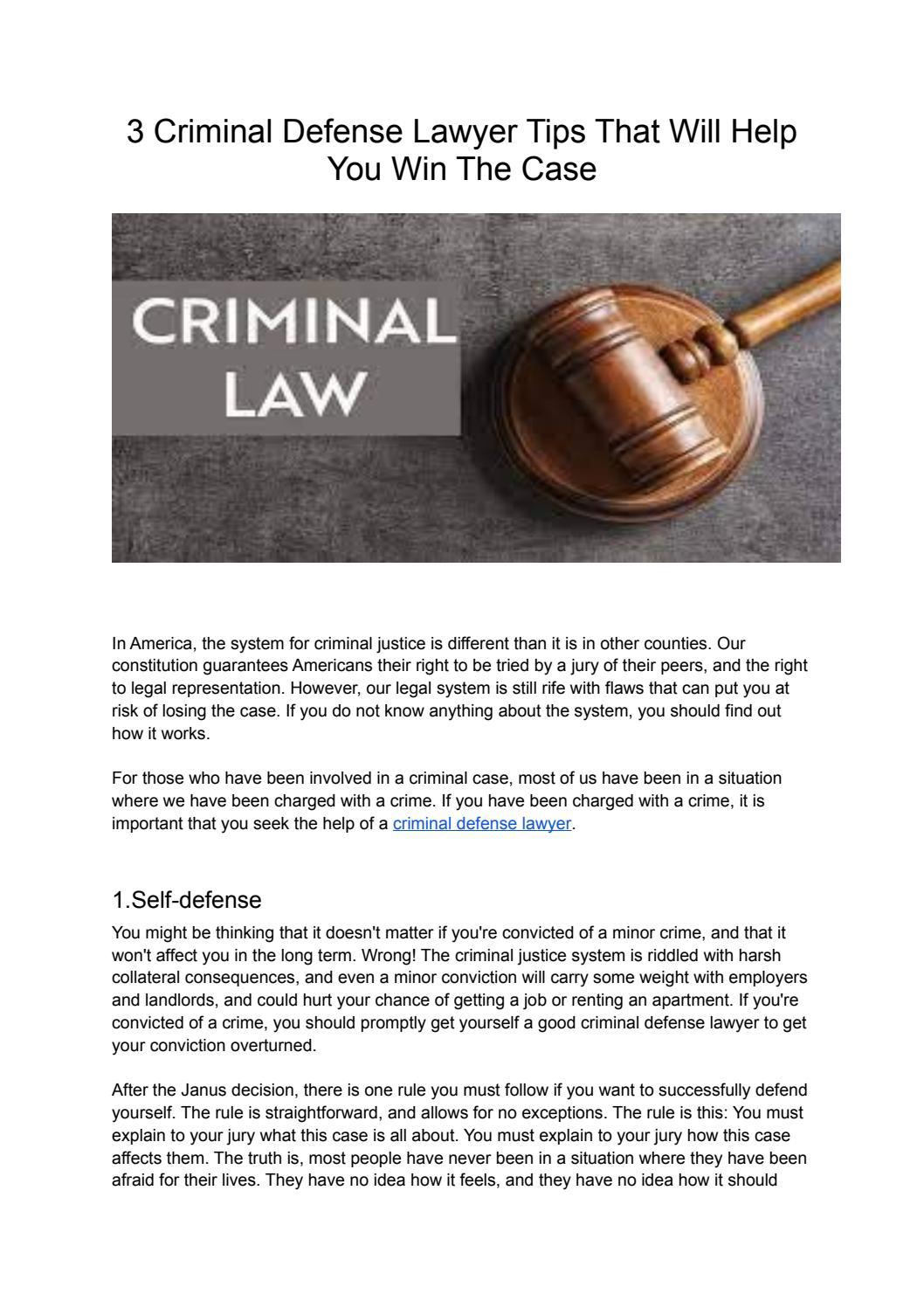 3 Criminal Defense Lawyer Tips That Will Help You Win The Case by Zeeva ...
