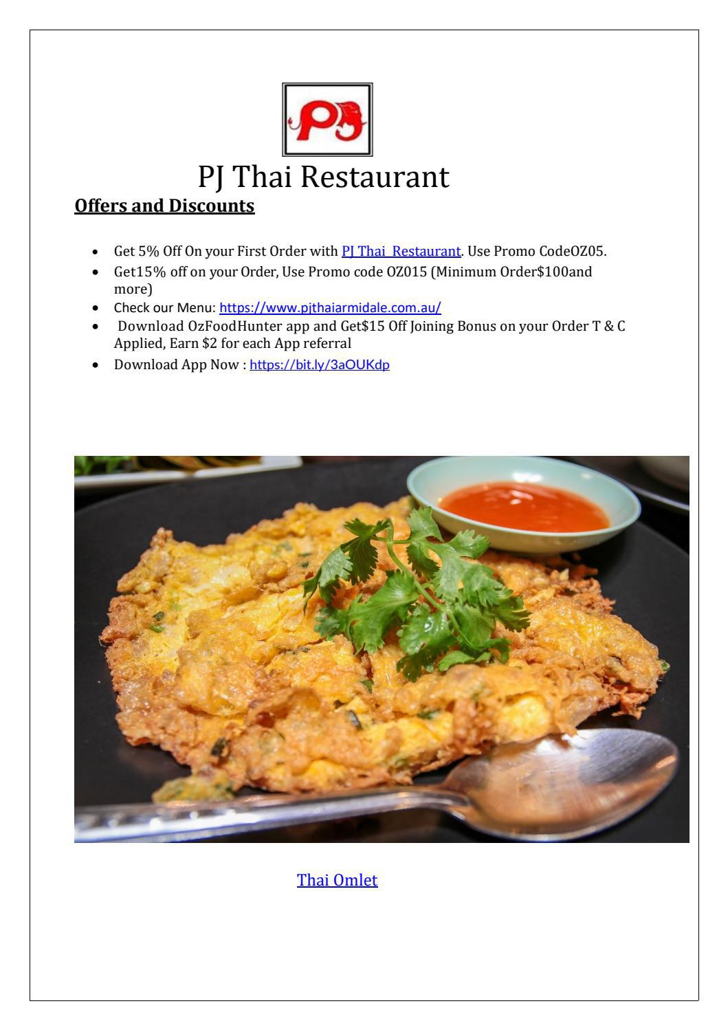 5% off - PJ Thai Restaurant Menu Armidale, NSW by SonWilliamson - Issuu