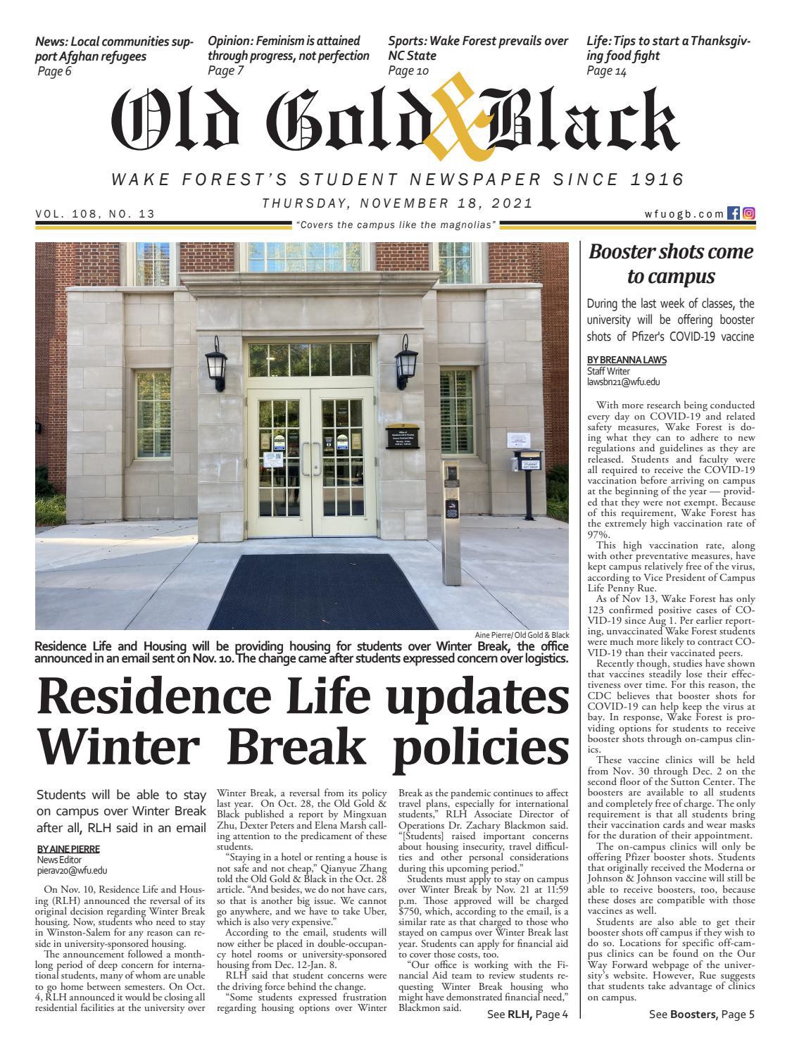 11/18 Issue by Old Gold & Black - Issuu