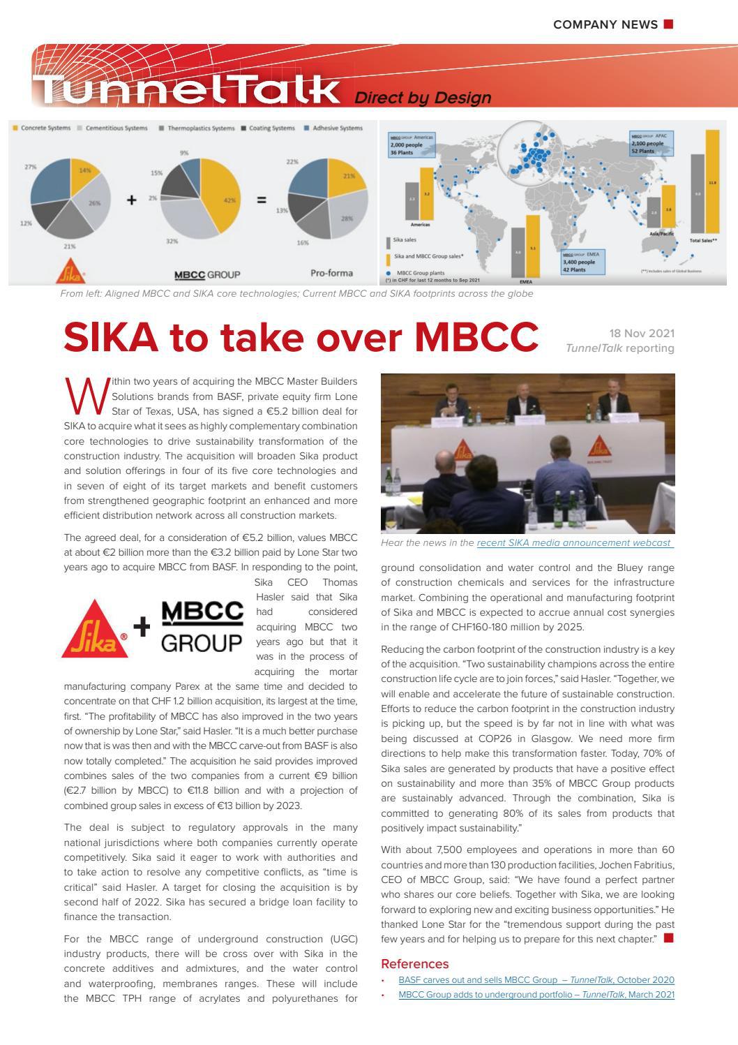 SIKA to take over MBCC by TunnelTalk - Issuu