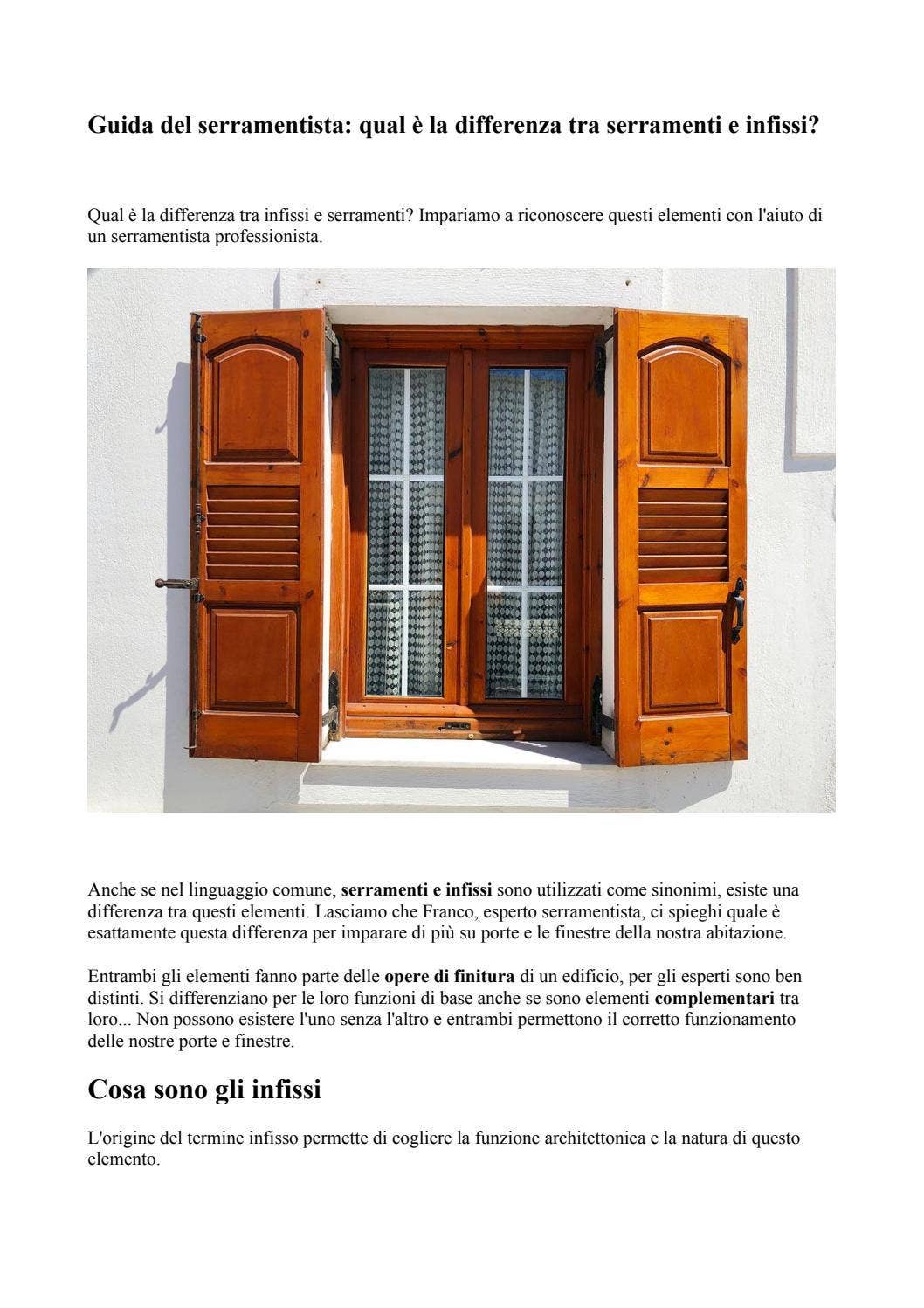 Guida del serramentista: qual è la differenza tra serramenti e infissi ...