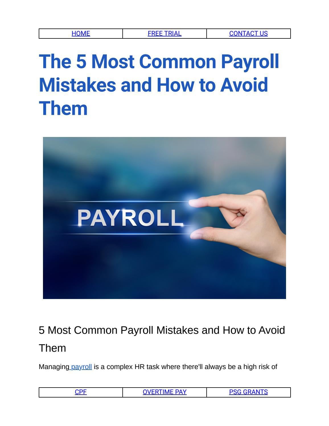 5 Most Common Payroll Mistakes and How to Avoid Them by quickhr - Issuu
