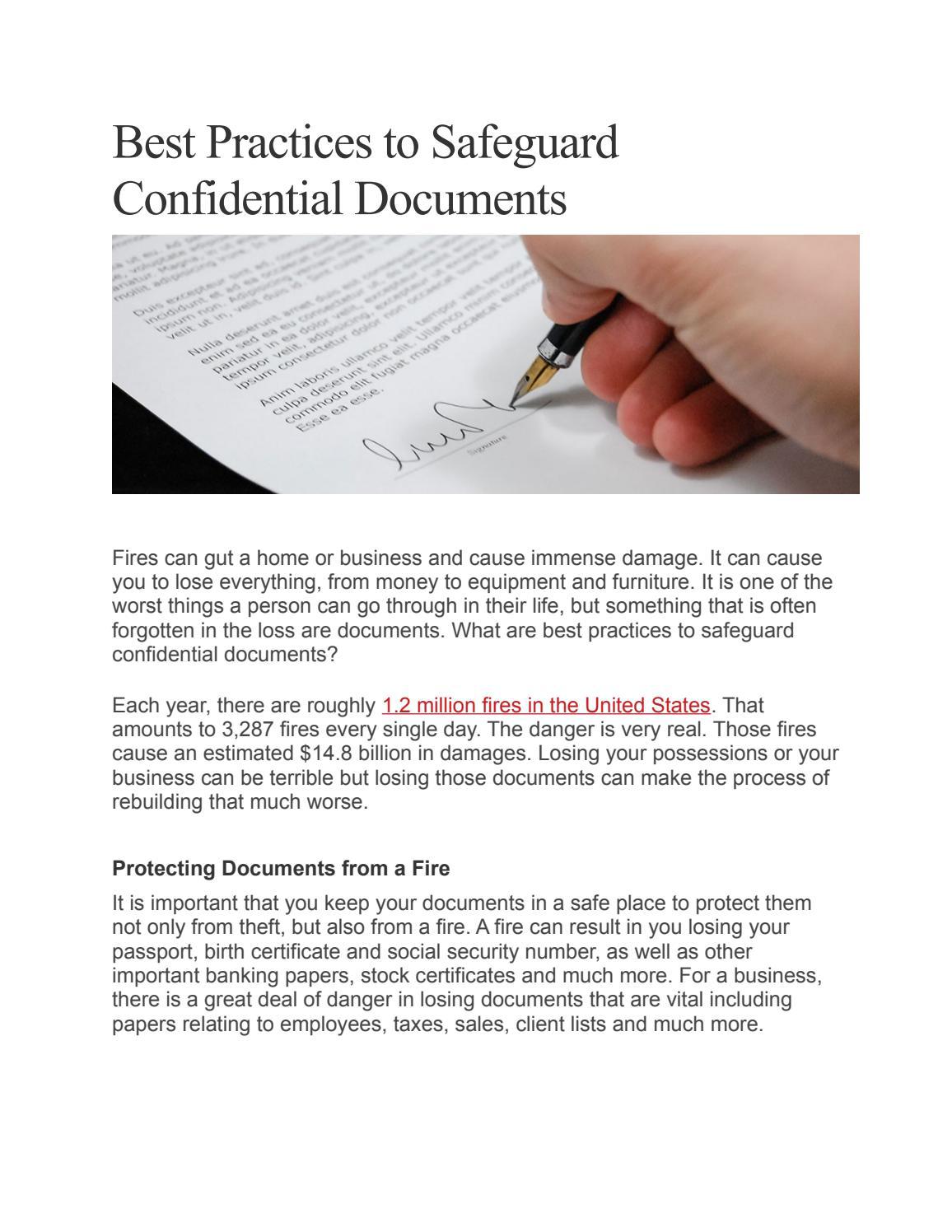 Best Practices to Safeguard Confidential Documents by sabrinacavanagh ...