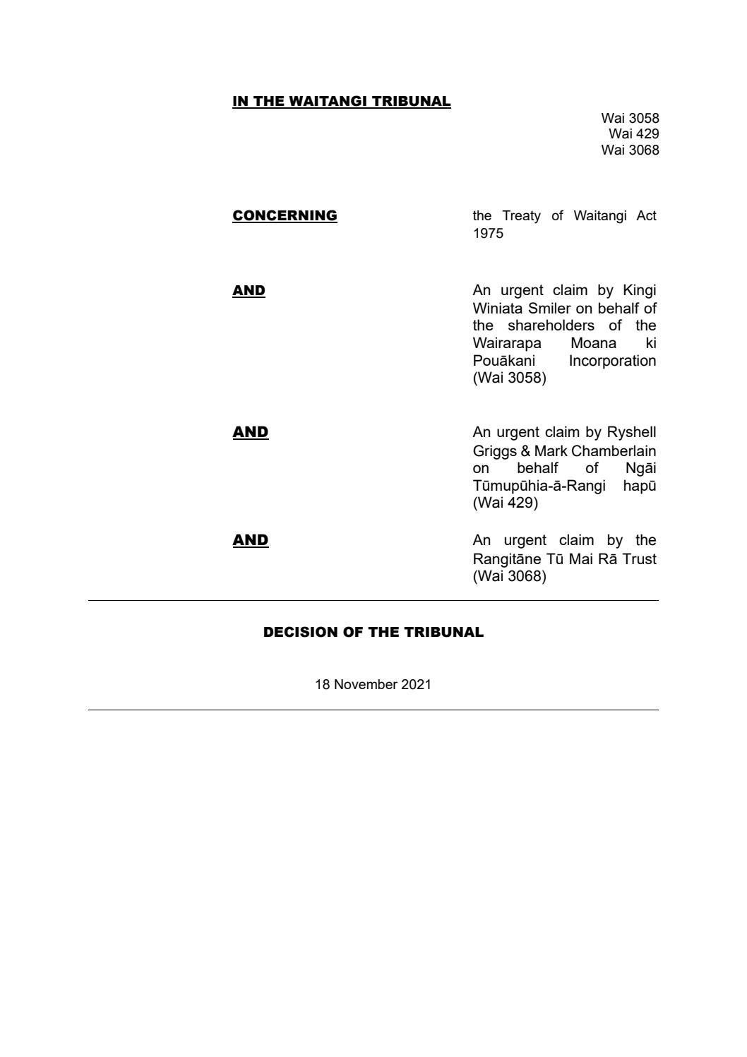 Decision of the Waitangi Tribunal by WaiMoana4 - Issuu