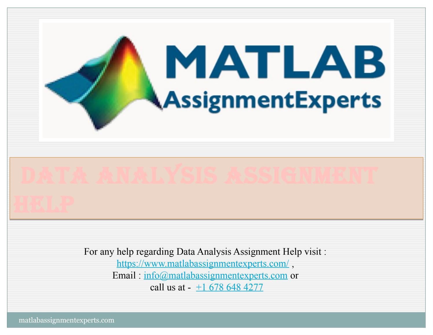 Data Analysis Homework Help by Matlab Assignment Experts - Issuu