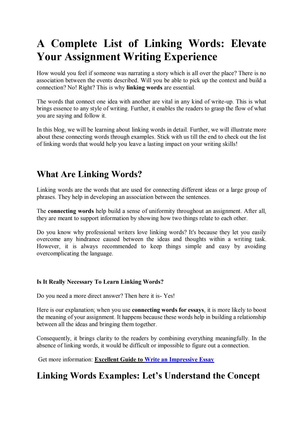 Excellent List Of Linking Words - Boost Your Knowledge! by David Wayne ...