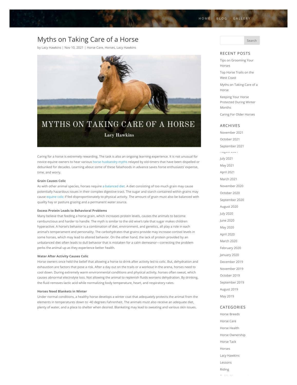 Myths On Taking Care Of A Horse by Lacy Hawkins - Issuu