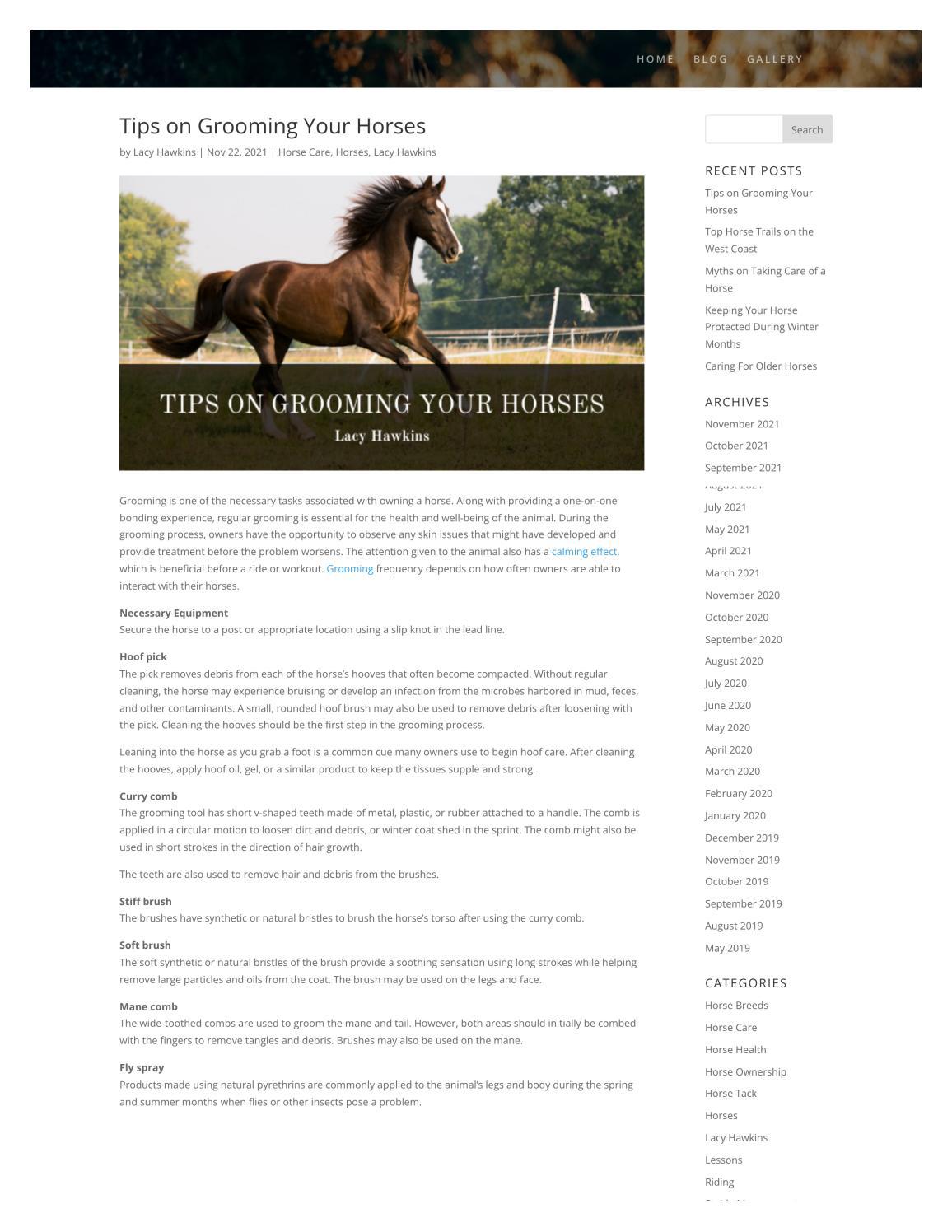 Tips On Grooming Your Horse by Lacy Hawkins - Issuu