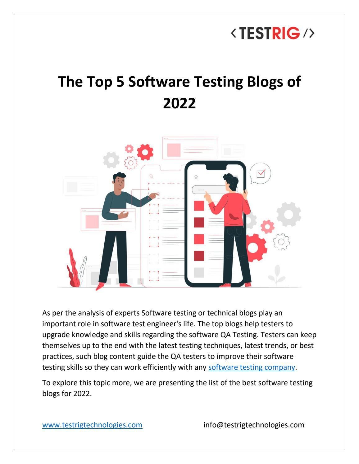 The Top 5 Software Testing Blogs of 2022 by Testrig Technologies - Issuu