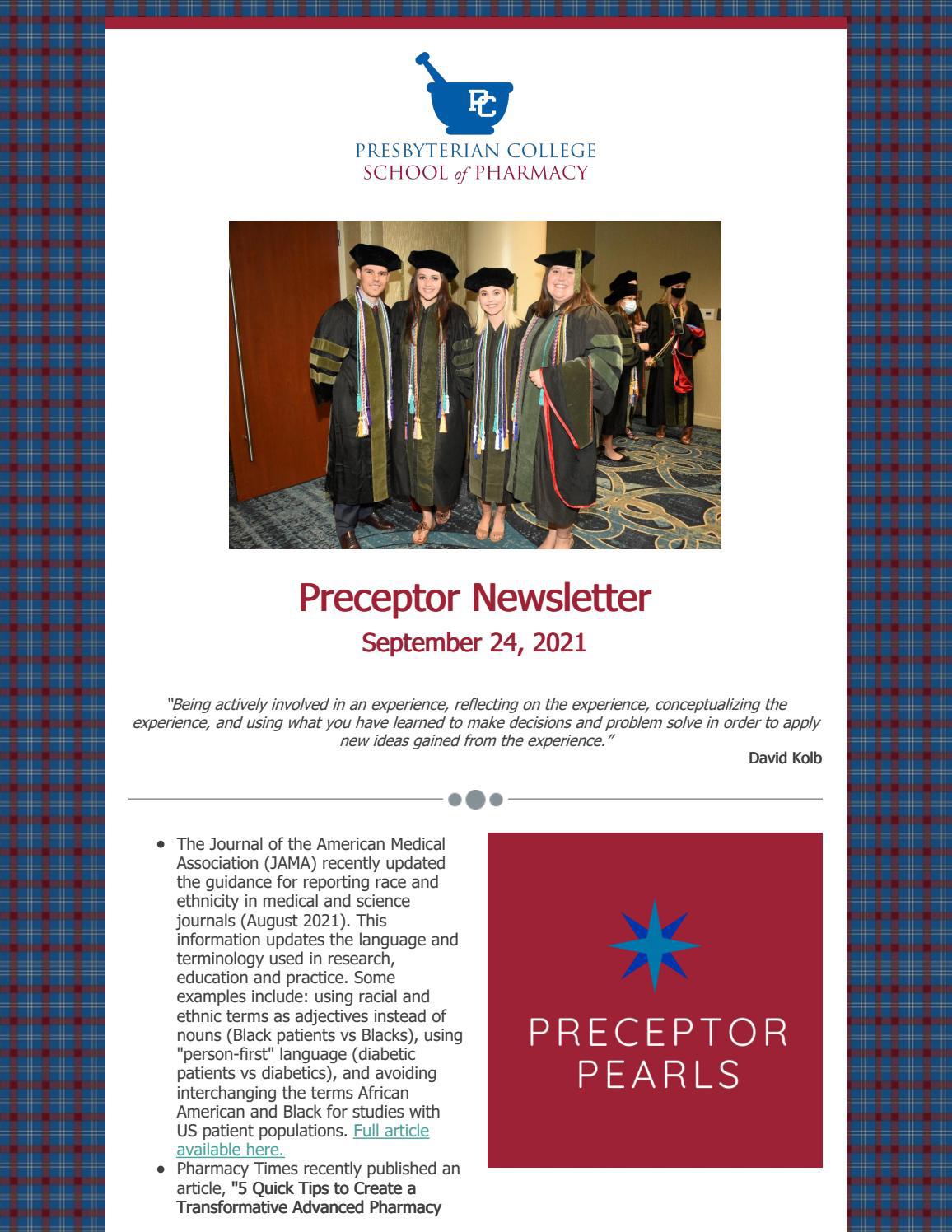 PCSP Preceptor Newsletter 9.24.21 by Presbyterian College - Issuu