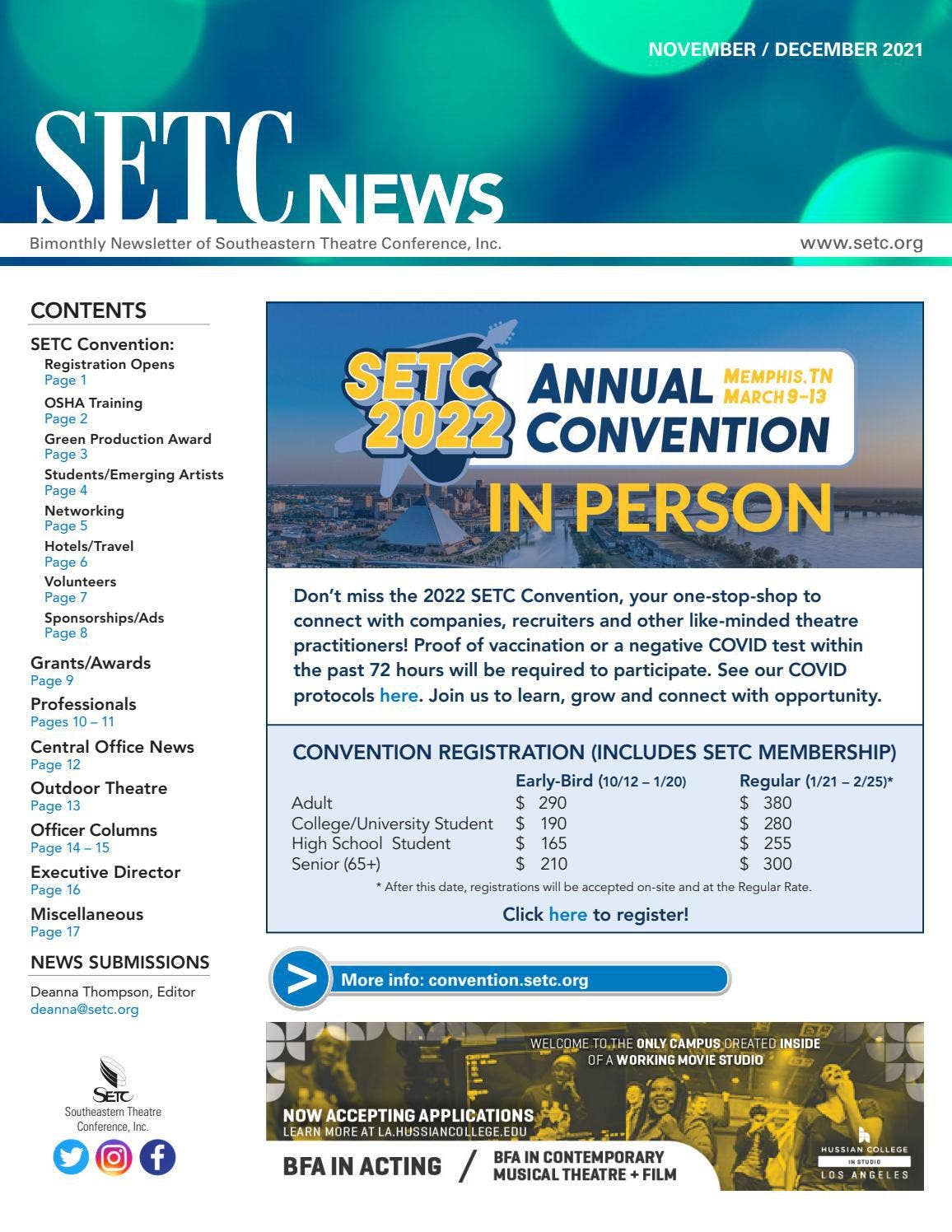 SETC News – November/December 2021 by Southeastern Theatre Conference ...