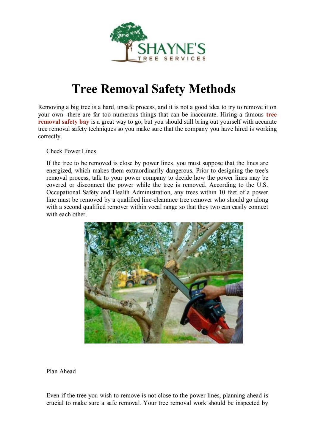 Tree Removal Safety Methods by Shayne’s Tree Services - Issuu