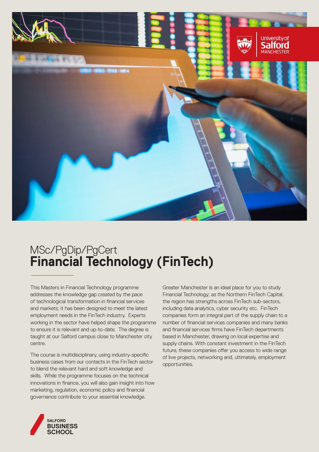 MSc/PgDip/PgCert Financial Technology by University of Salford - Issuu