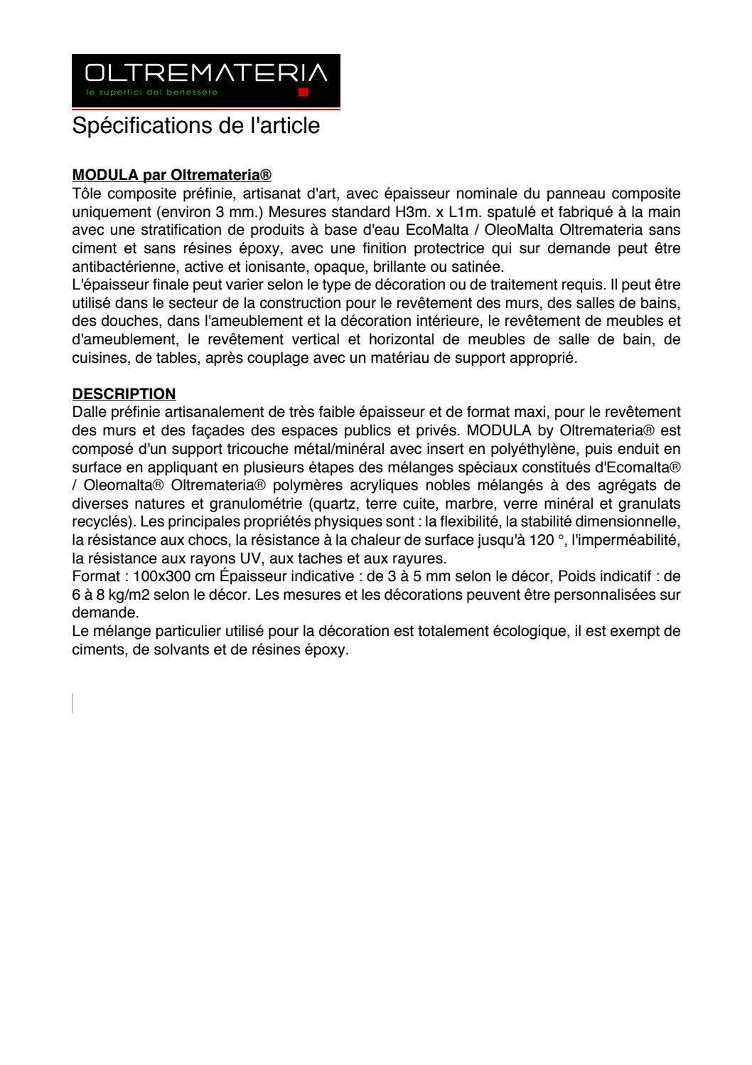 Modula: Spécifications articles by Oltremateria - Issuu