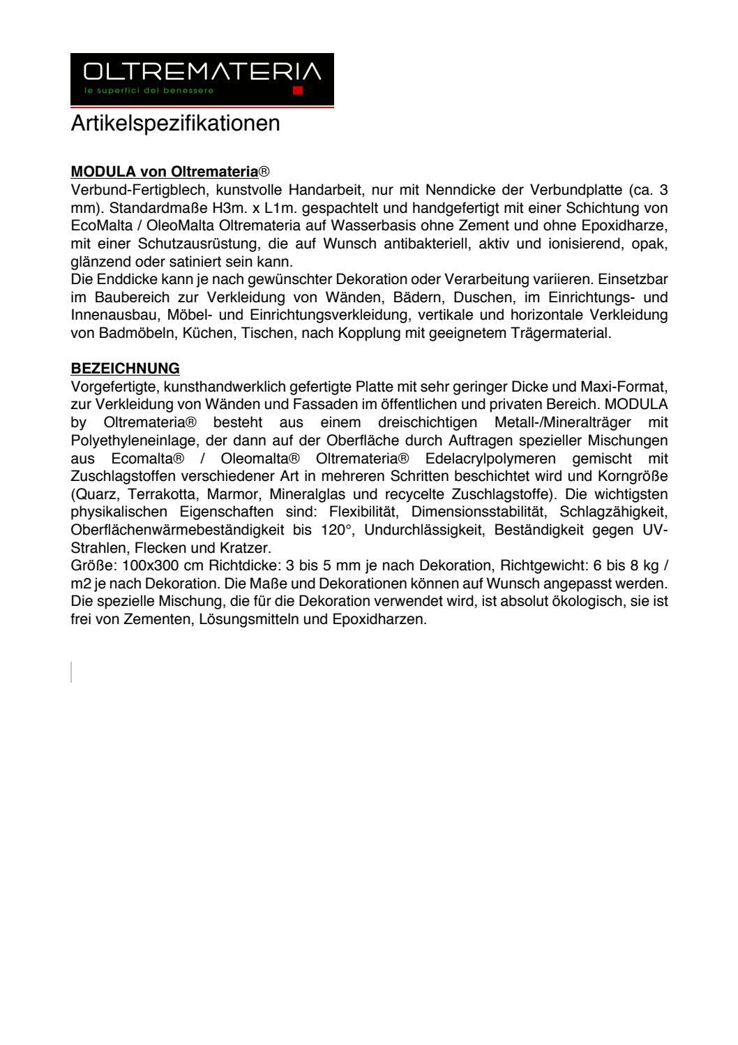 Modula: Spezifikationselemente by Oltremateria - Issuu