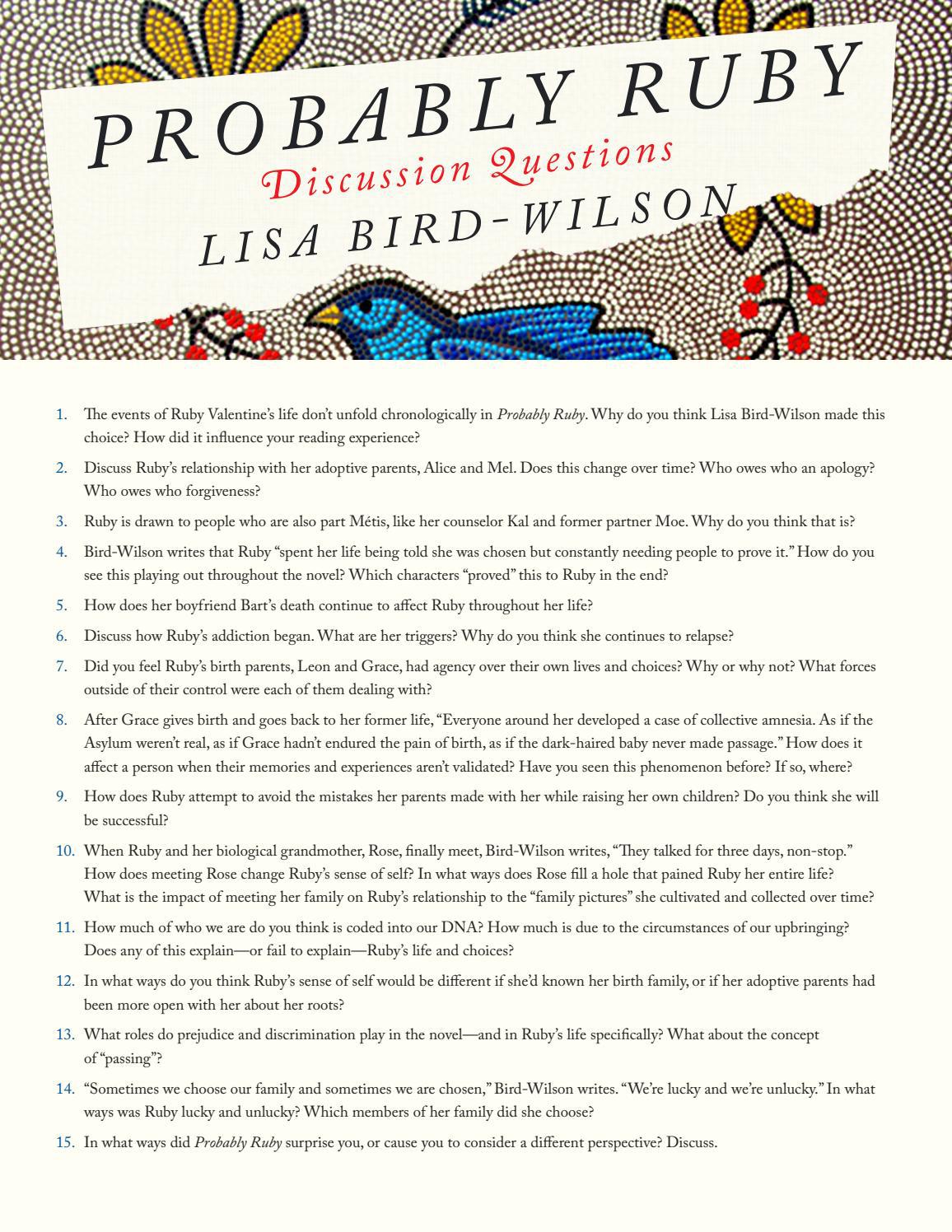 PROBABLY RUBY Discussion Questions by PRH Library - Issuu